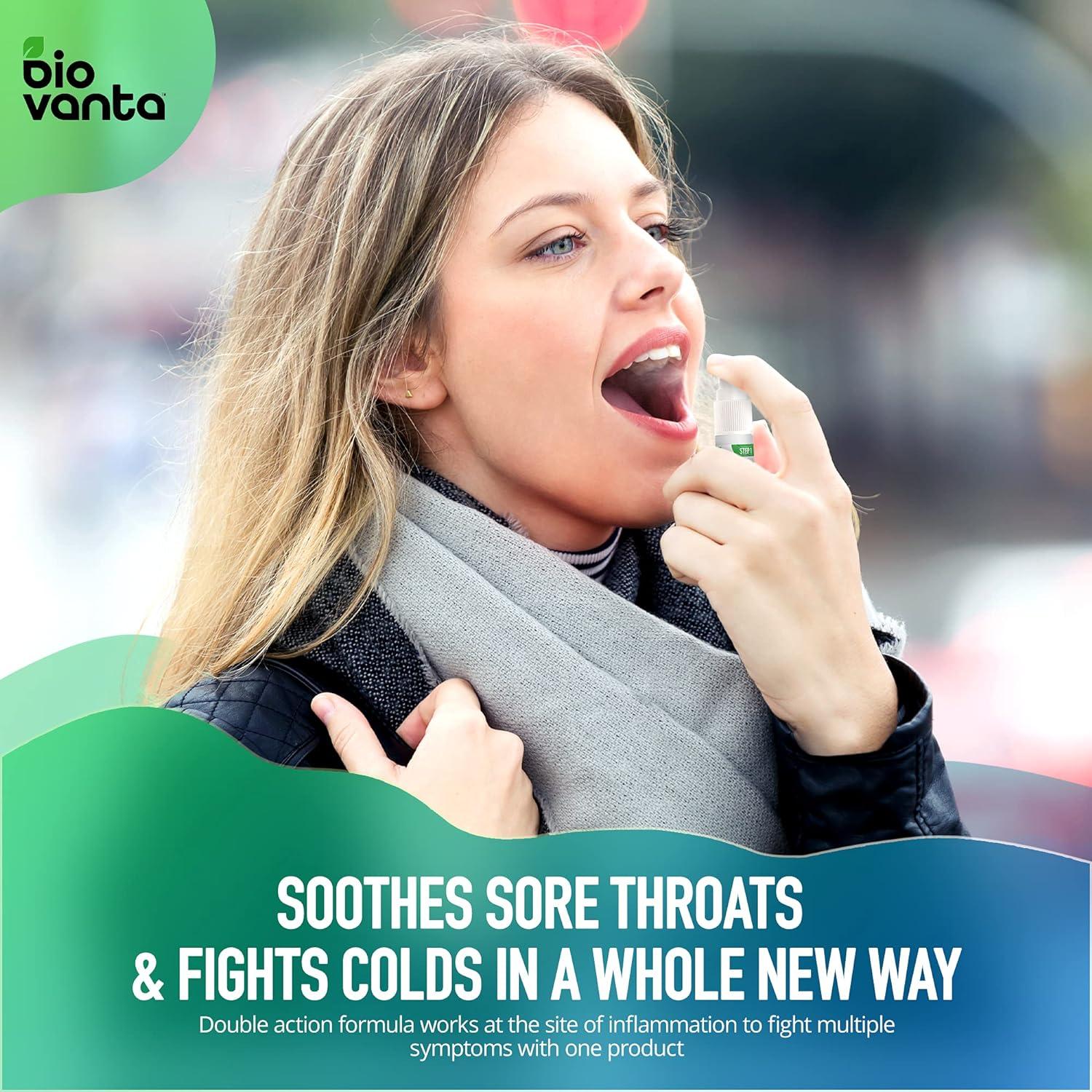 Biovanta Natural Ingredients Throat Spray for Cold and Sore Throat ...