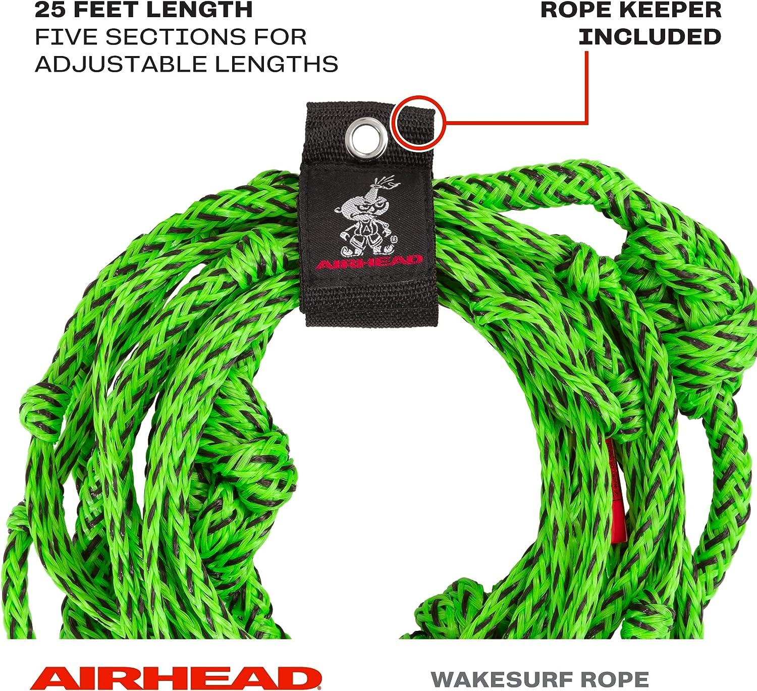 Airhead Wakesurf Rope 25ft 5-Section - Green | Multiple Colors ...