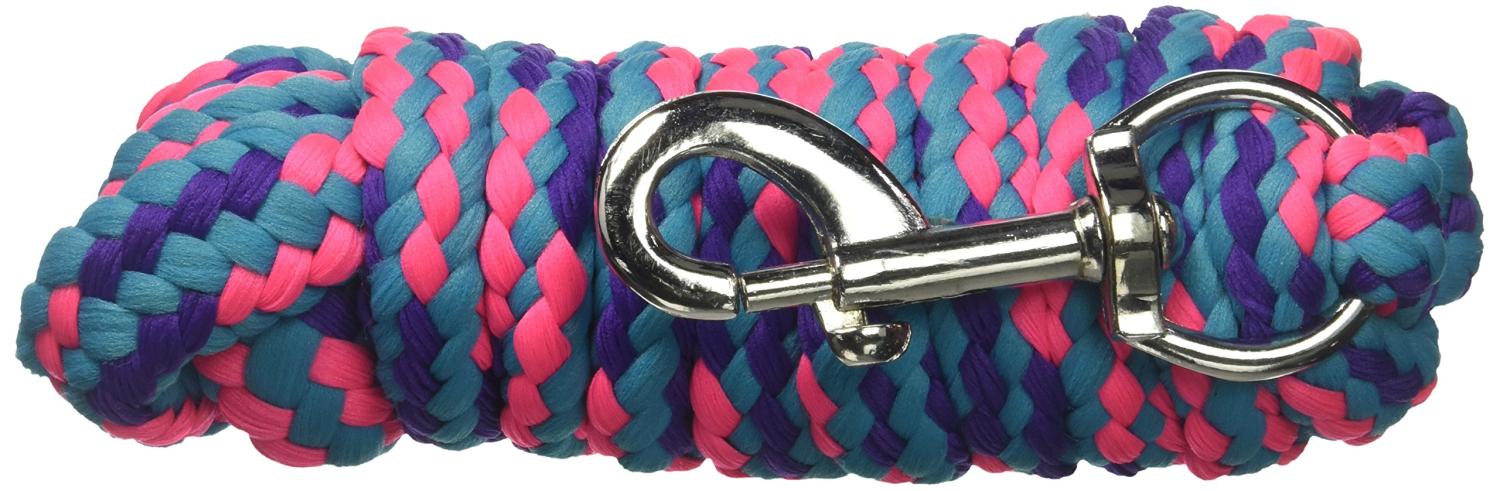 Tough 1 8' Braided Soft Poly Lead Rope - Purple/Turquoise/Hot Pink ...