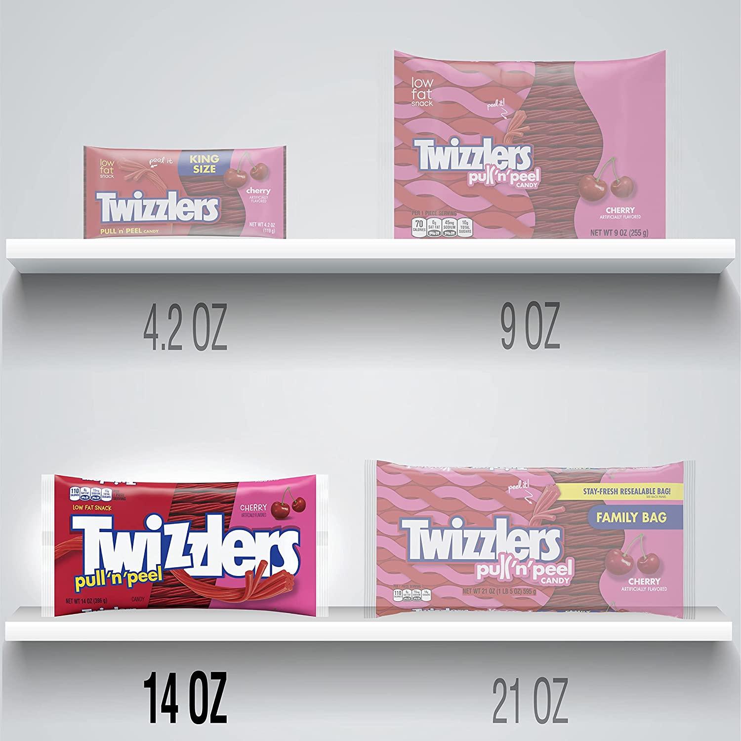 TWIZZLERS PULL N PEEL Cherry Flavor 14 oz Laydown Bag - Delicious Candy ...