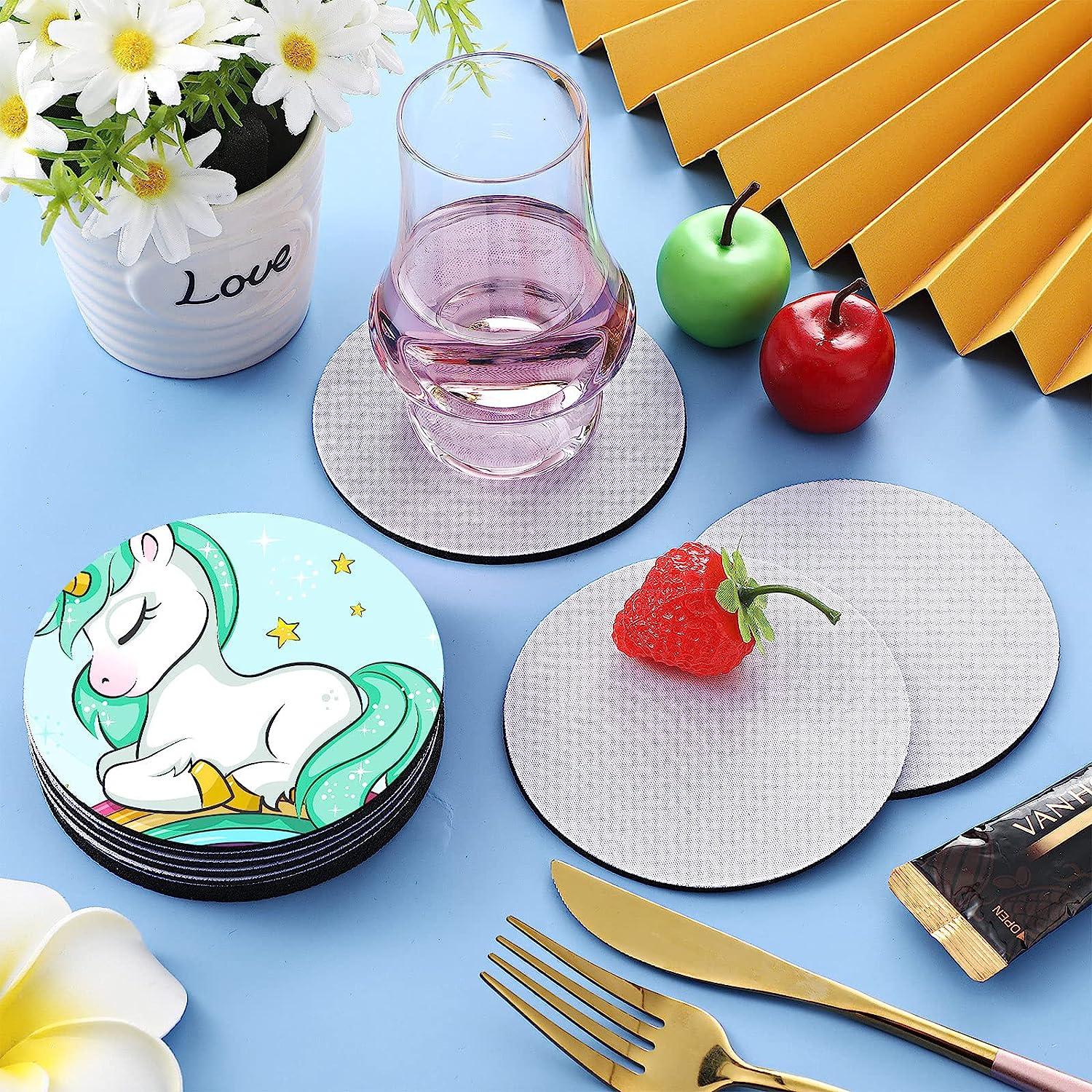 4 Inch Round Sublimation Blank Coasters - Set of 16 Circle Rubber Cup ...