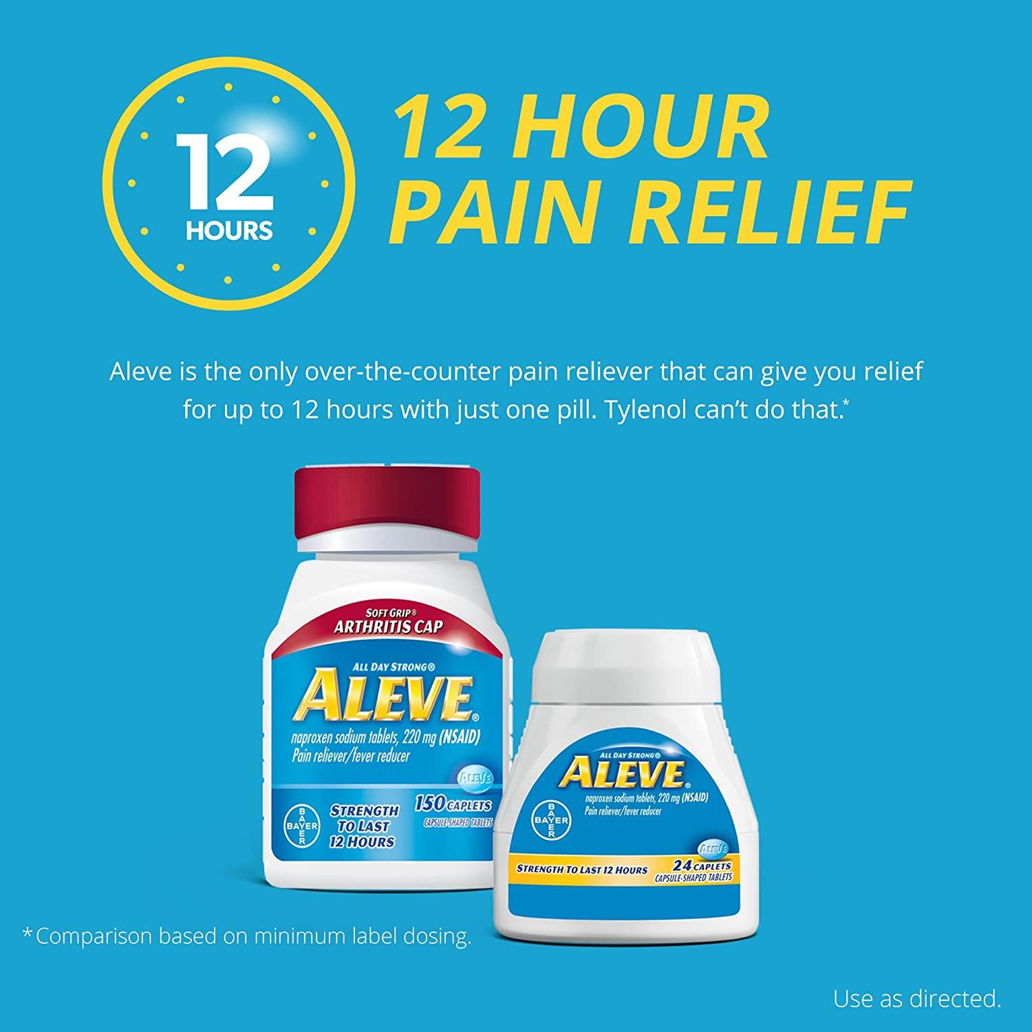 Aleve Caplets with Naproxen Sodium, 220mg (NSAID) Pain Reliever/Fever ...