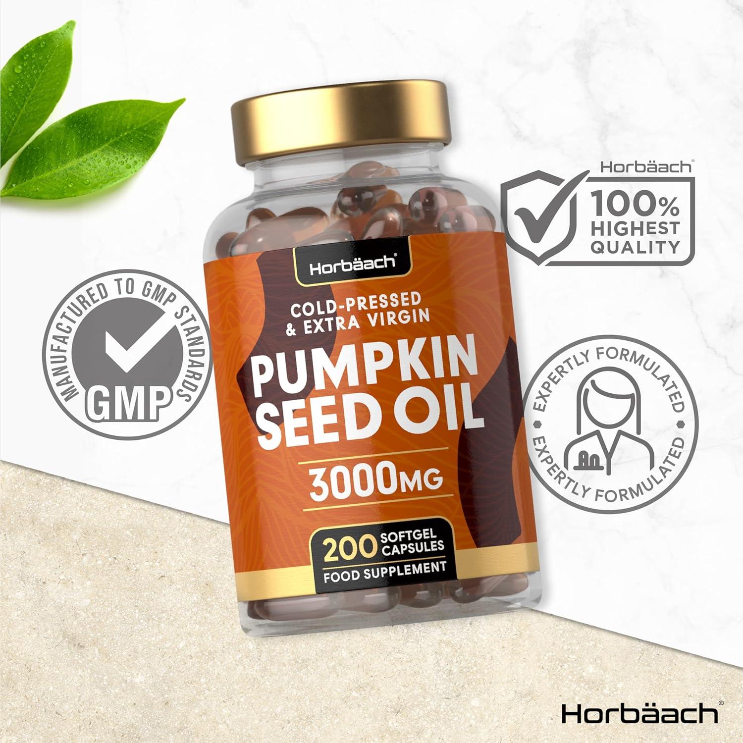 Pumpkin Seed Oil Capsules 3000mg | Cold Pressed | High Strength ...
