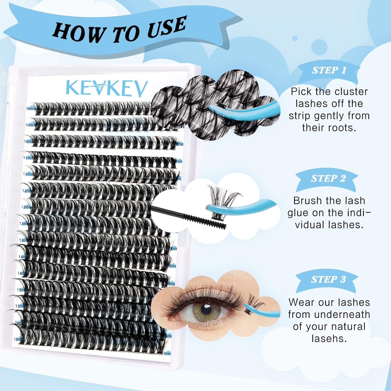 300 Pcs Individual Lash Clusters 9-16mm Mix Length DIY Extension ...