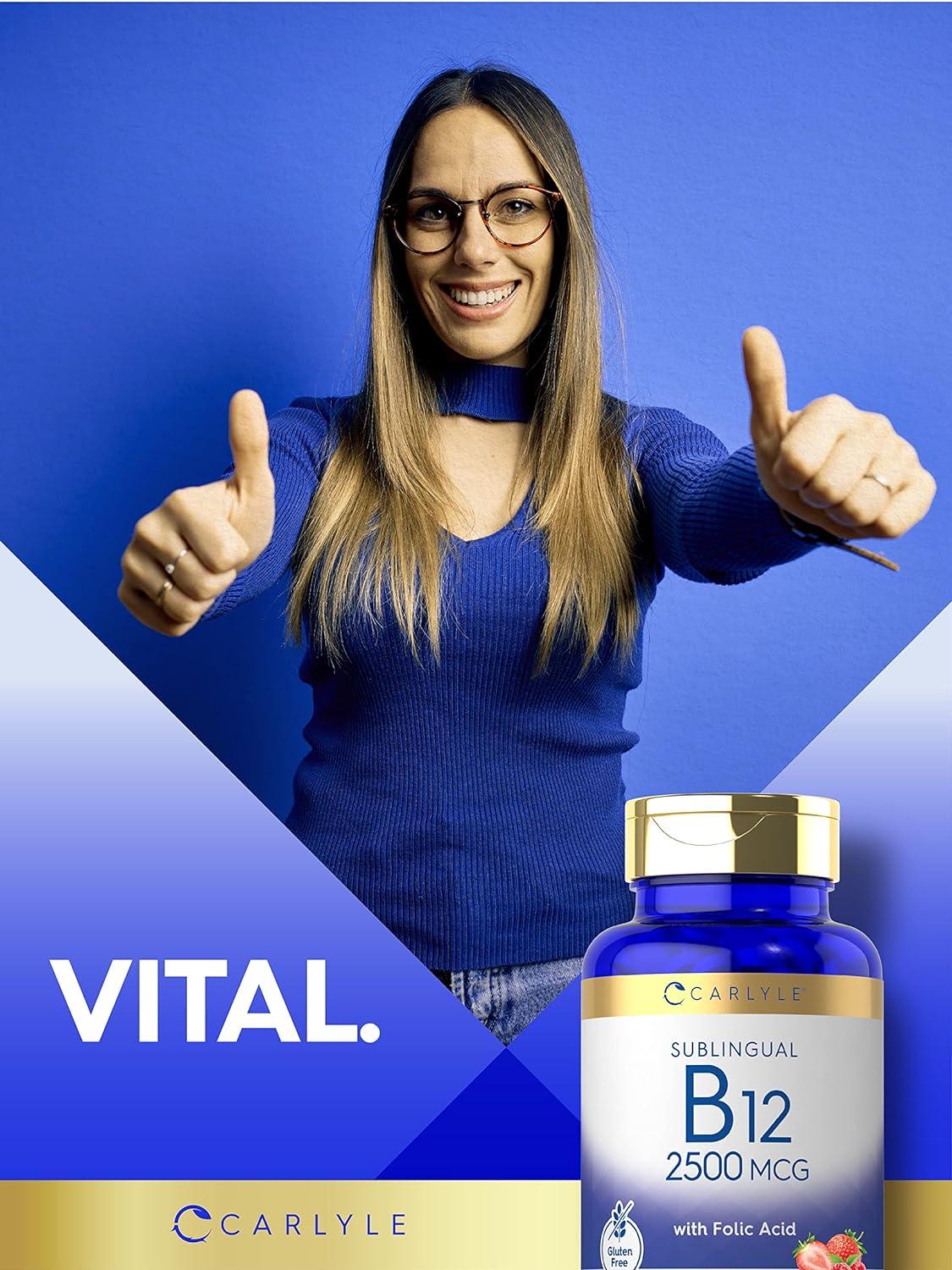 Carlyle Vitamin B12 Sublingual 2500 mcg | 250 Fast Dissolve Tablets ...