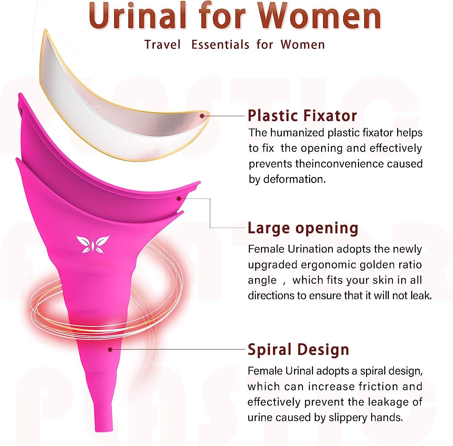 Reusable Female Urinal - Portable Silicone Pee Funnel for Women Standing Up to Pee - Waterproof ...