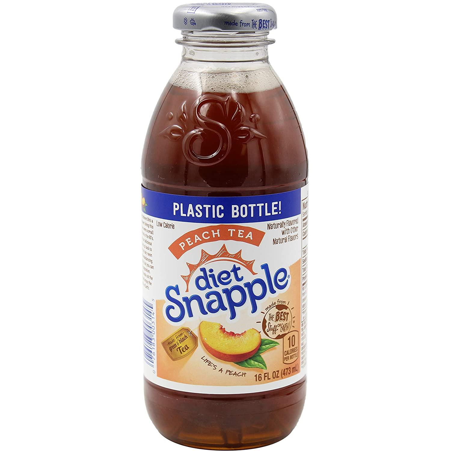 Snapple Diet Peach Iced Tea 16oz Bottle (Pack of 8) - 128 Fl Oz Total ...