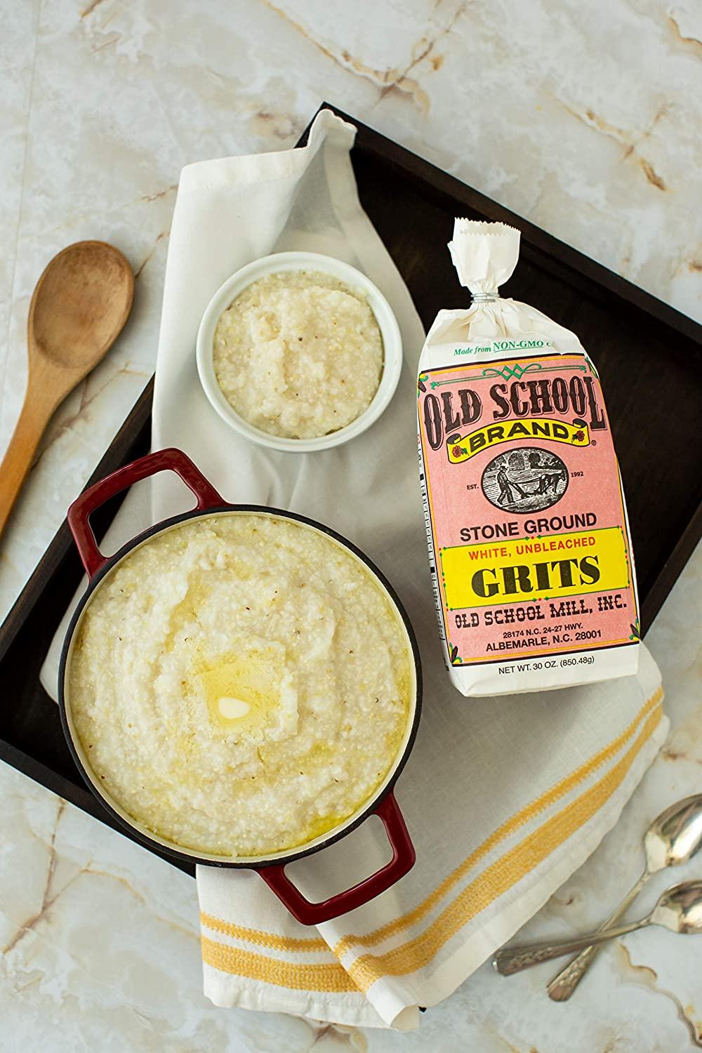 Old School Brand Stone Ground White Corn Grits - Non-GMO 30oz Bags (2 ...