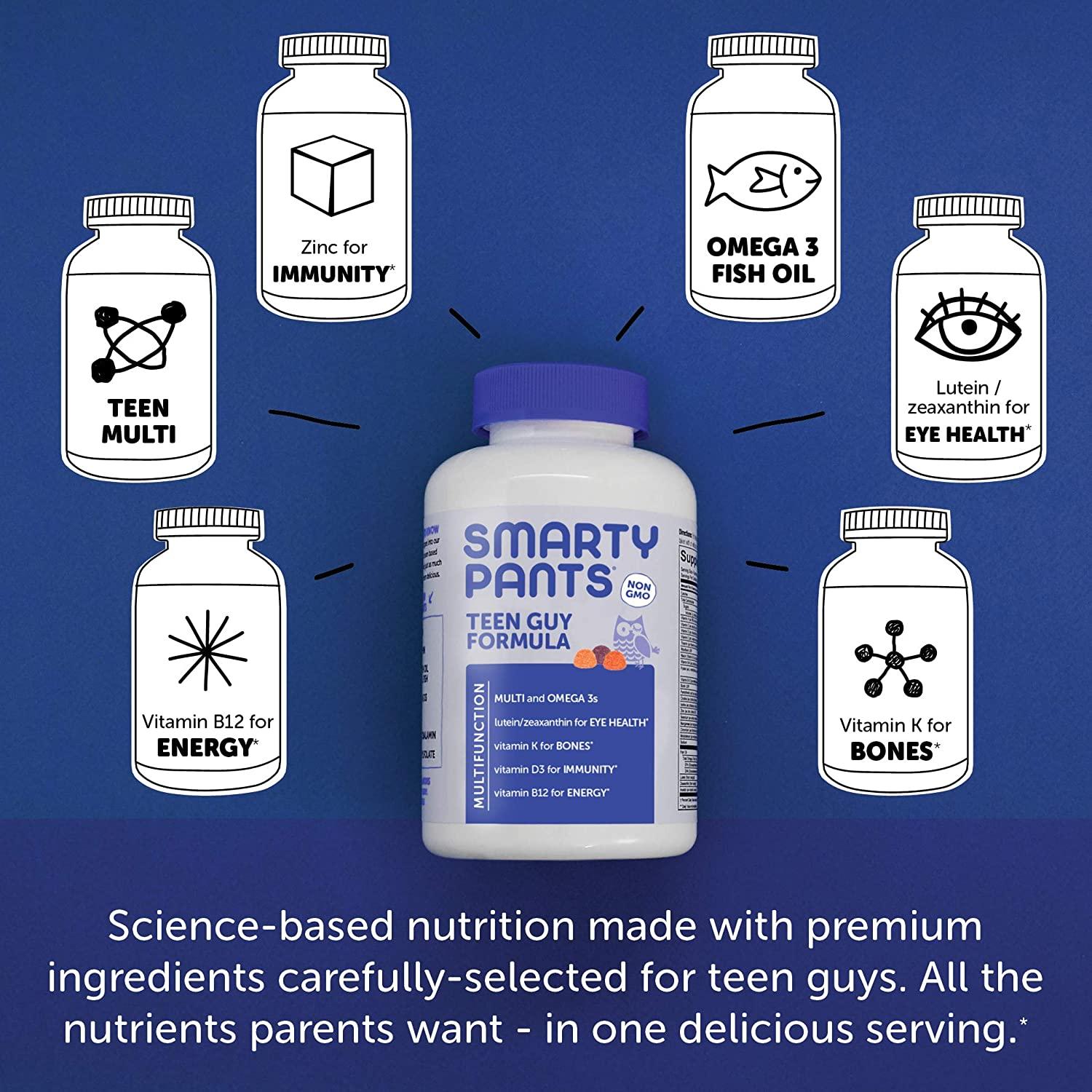 SmartyPants Teen Guy Formula, Daily Multivitamin Gummies: Vitamins C ...