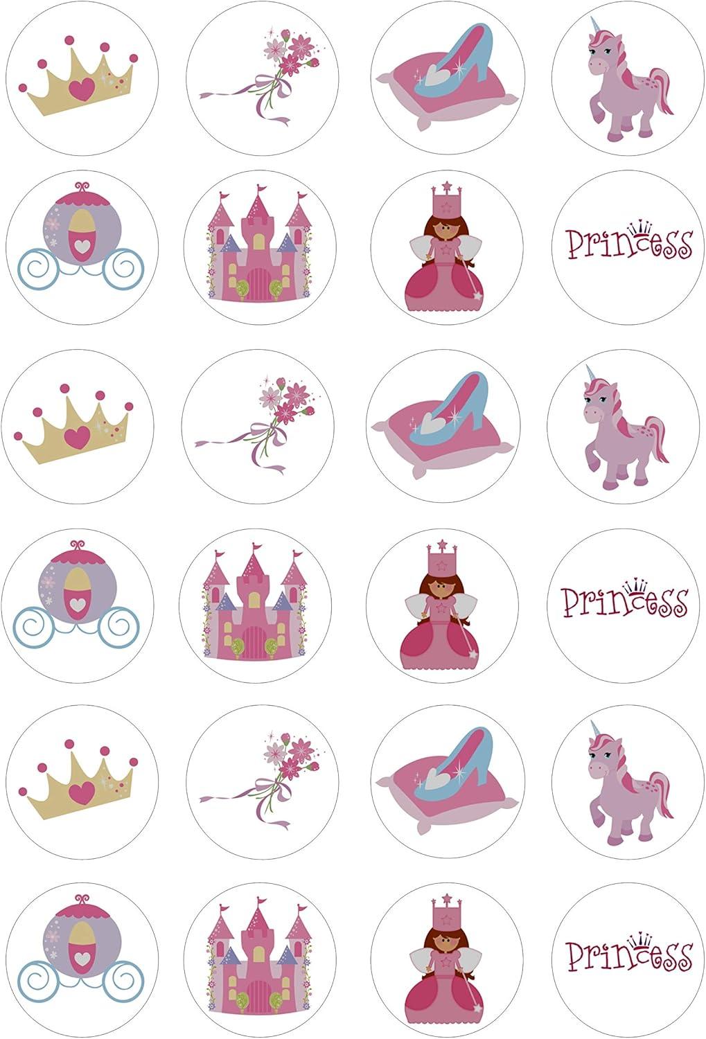 24 Princess Pink edible Wafer rice paper pre cut Cupcake Toppers Cake ...