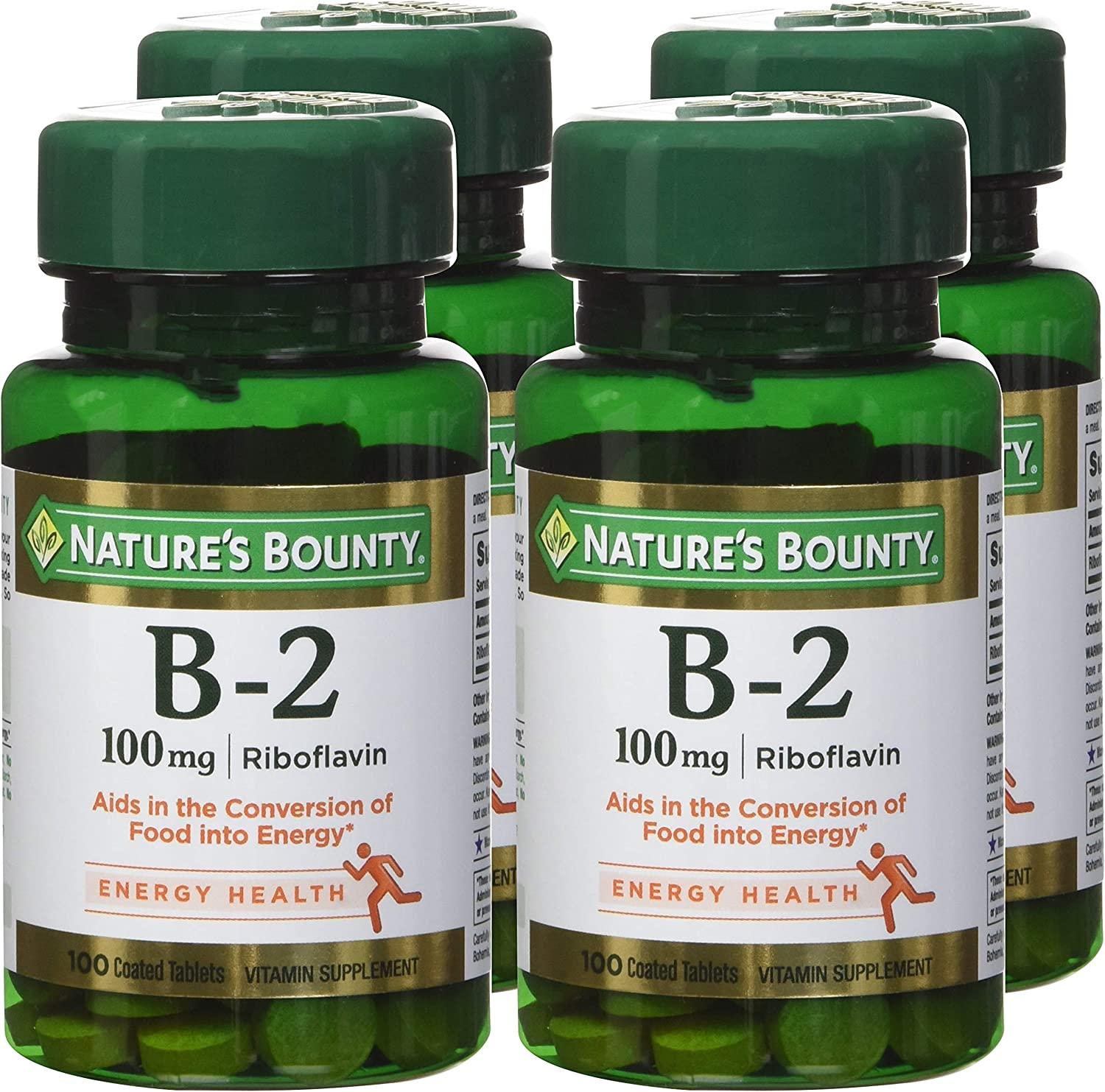 Nature's Bounty Vitamin B-2 100mg - Pack of 4 Coated Tablets | Buy Now ...