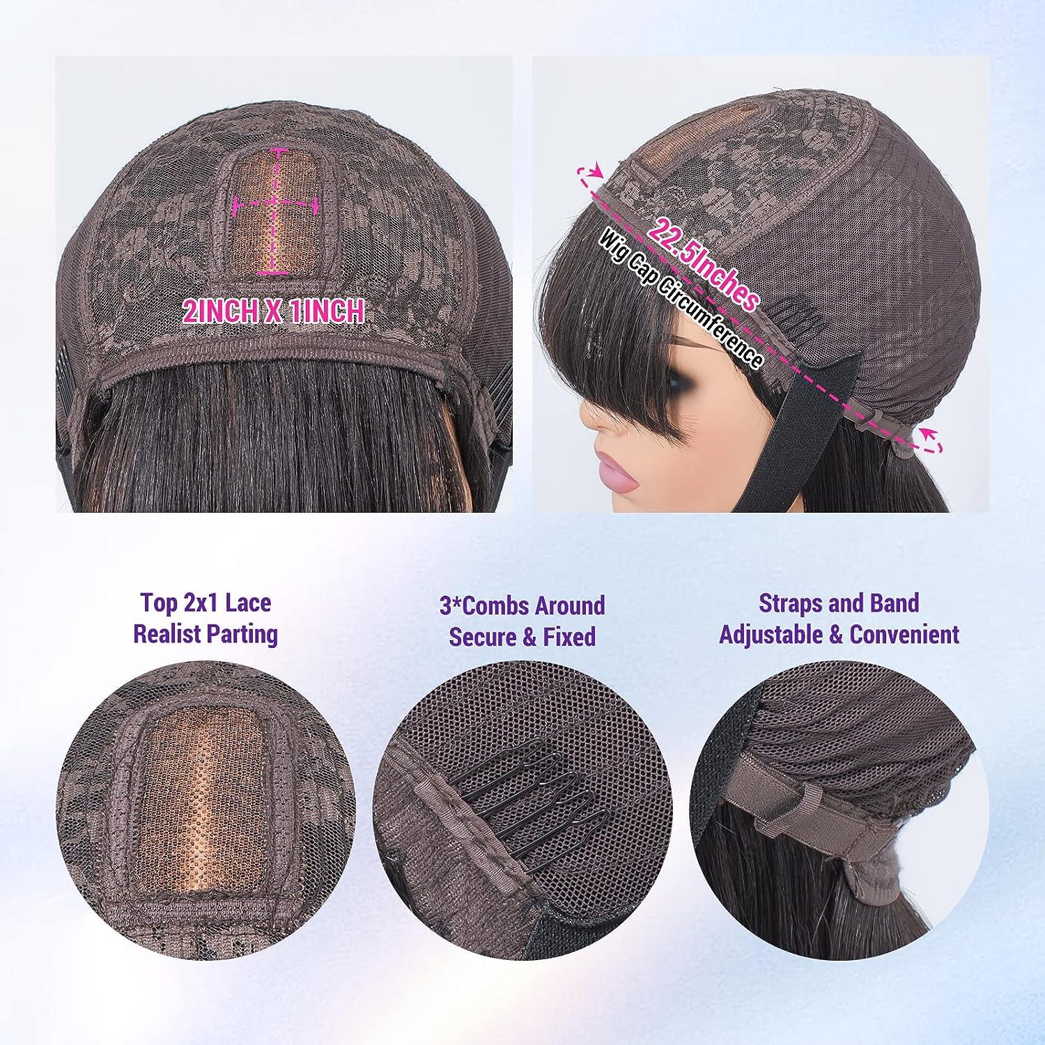 LUVME HAIR 10 Short Black Bob Wig with Bangs | Human Hair Yaki Straight ...