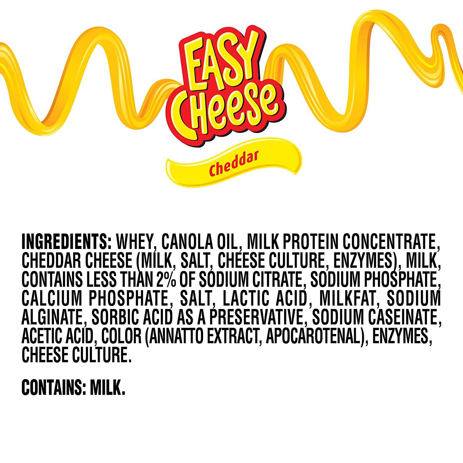 Easy Cheese Cheddar Cheese Snack 8 oz Cans - Pack of 12 | Delicious ...