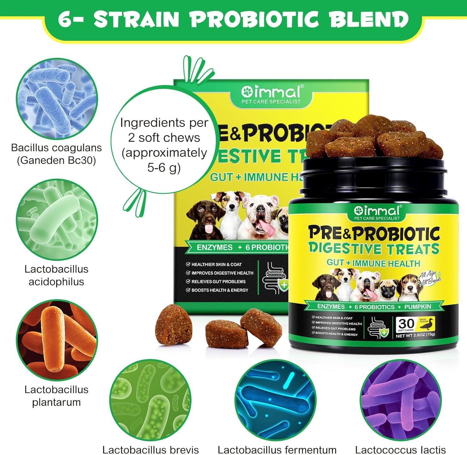 Probiotics for Dogs Pre & Probiotic Digestive Treats for Dogs Support ...