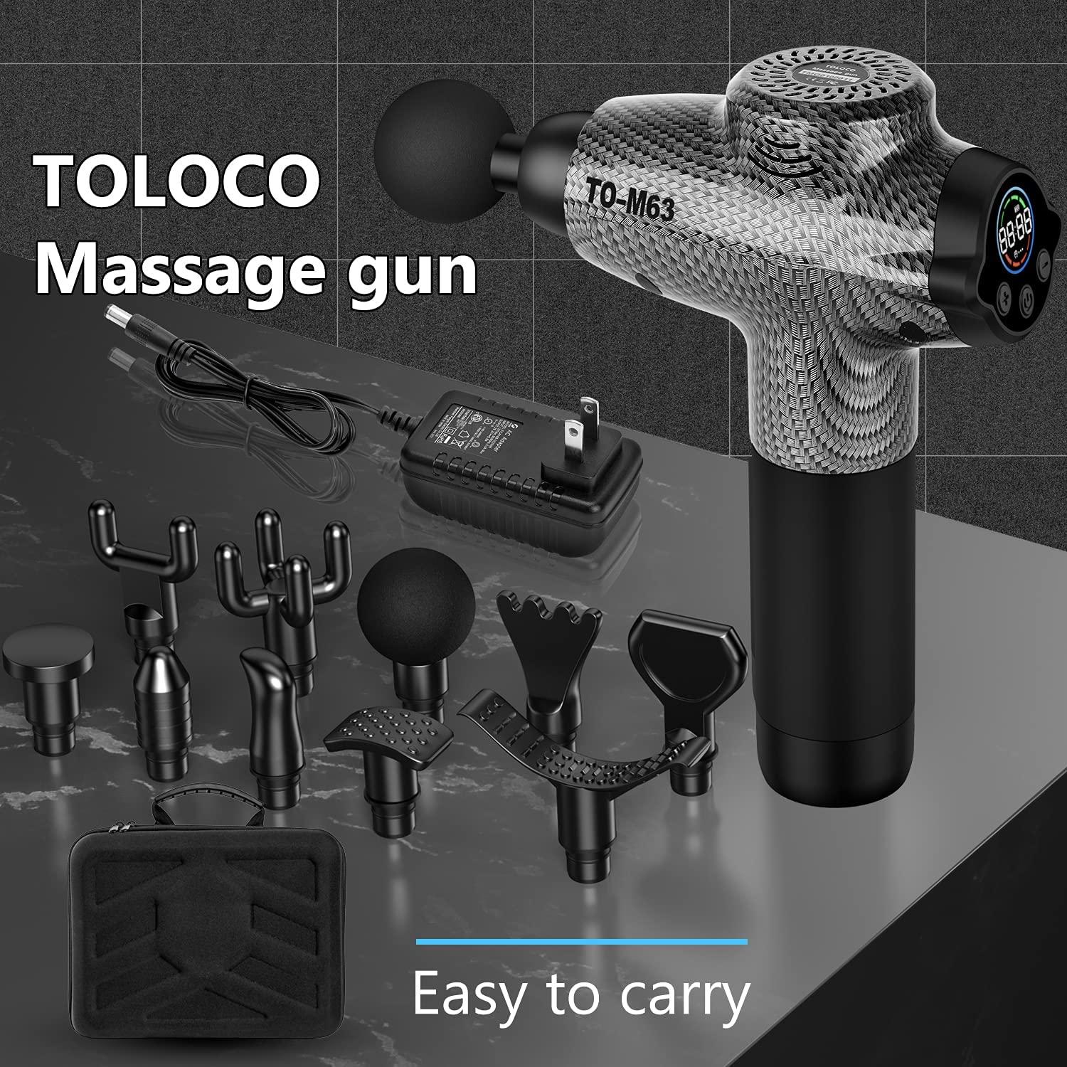 TOLOCO Massage Gun - Carbon Black, Upgrade Percussion Handheld Deep ...