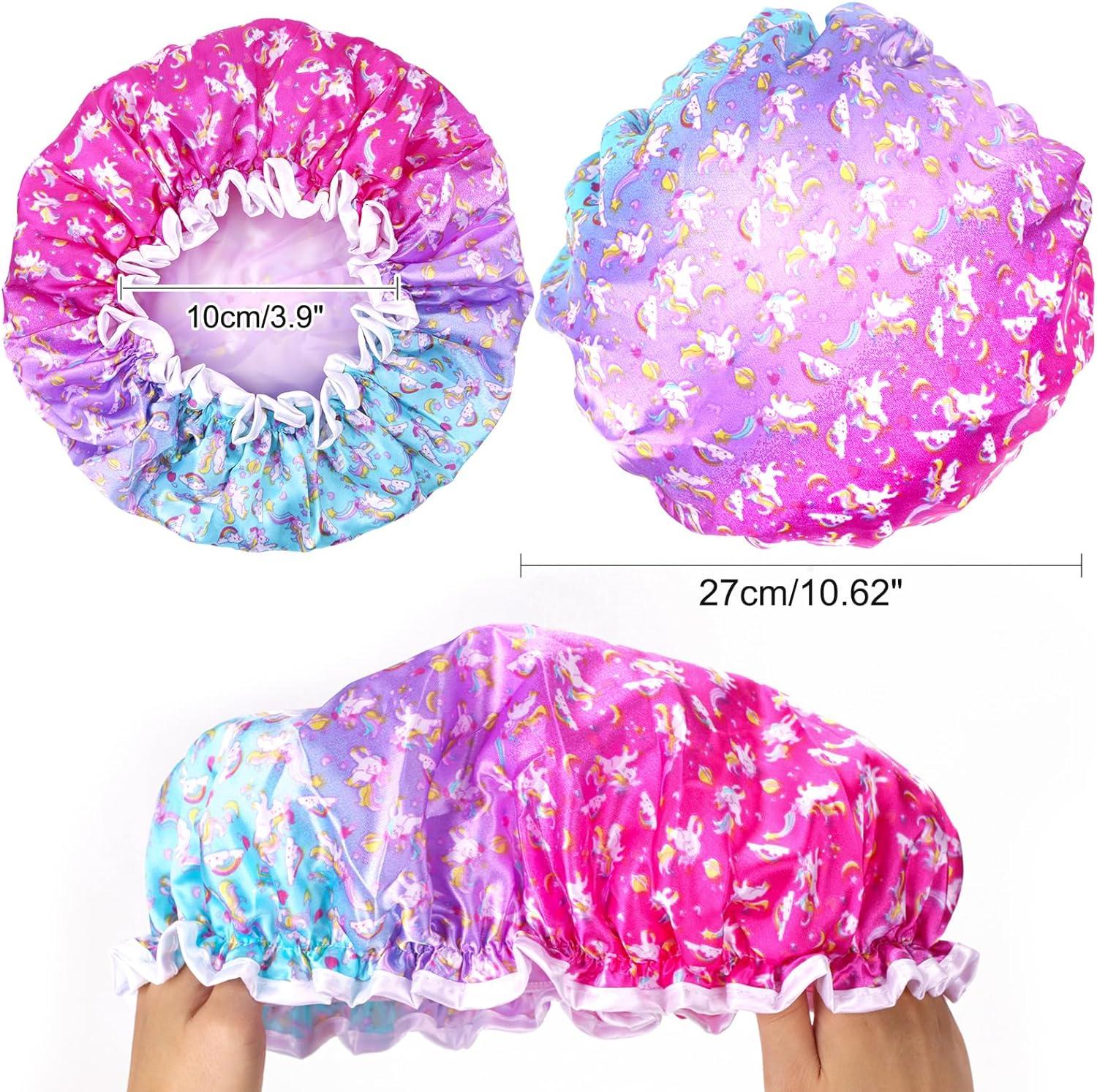 G2PLUS Kids Shower Caps - 2PCS Double Layer Elastic Bath Caps for Girls ...