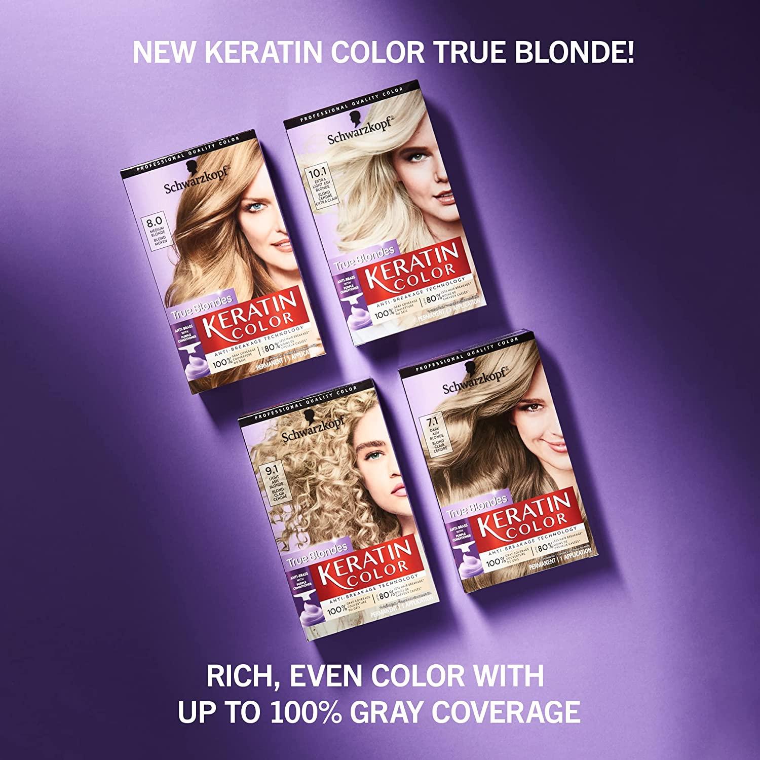 Schwarzkopf Keratin Color 8.0 Medium Blonde Hair Color Cream ...