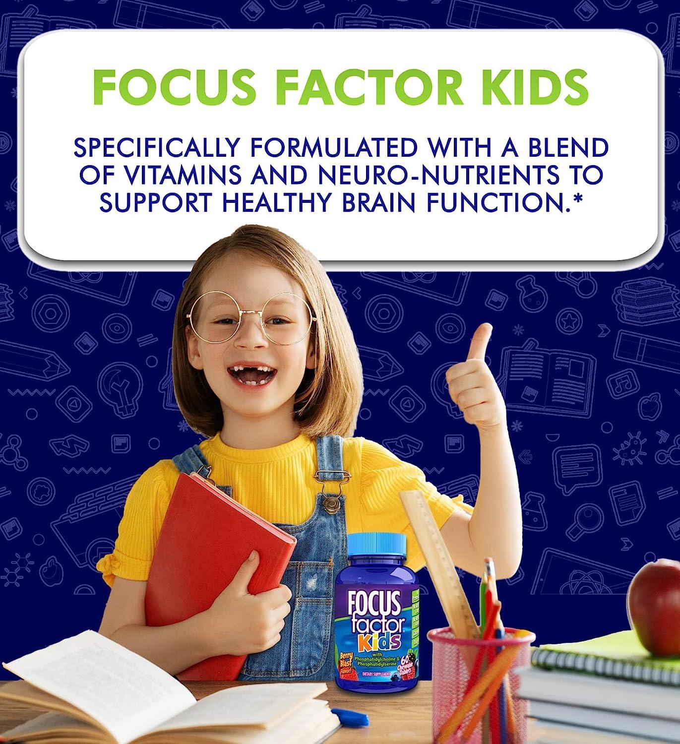 Focus Factor Kids Complete Chewable Vitamins - Multivitamin with Neuro Nutrients - 60 Count Pack ...