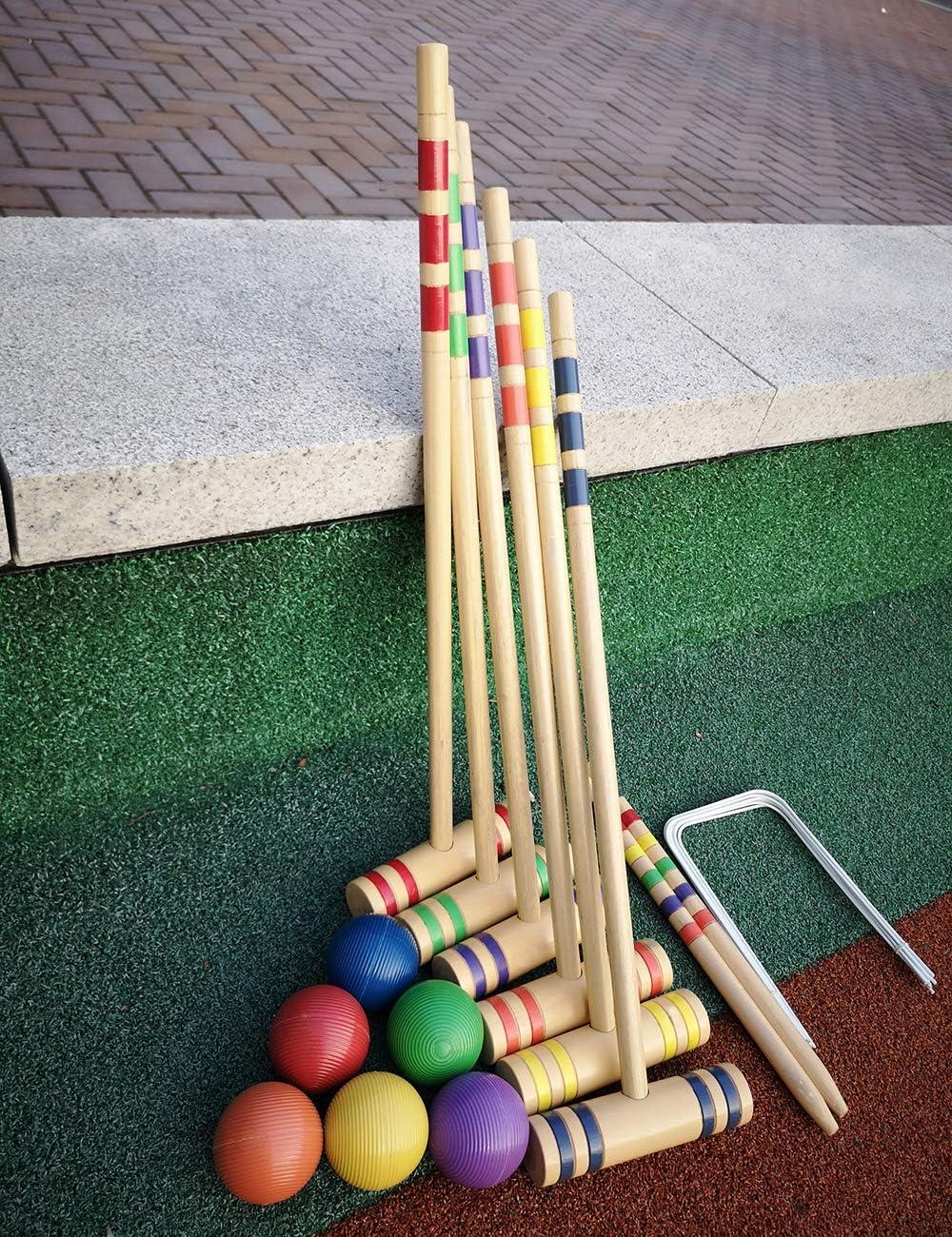 Tuahoo 28 Six-Player Croquet Set with Wooden Mallets - Outdoor Game for ...