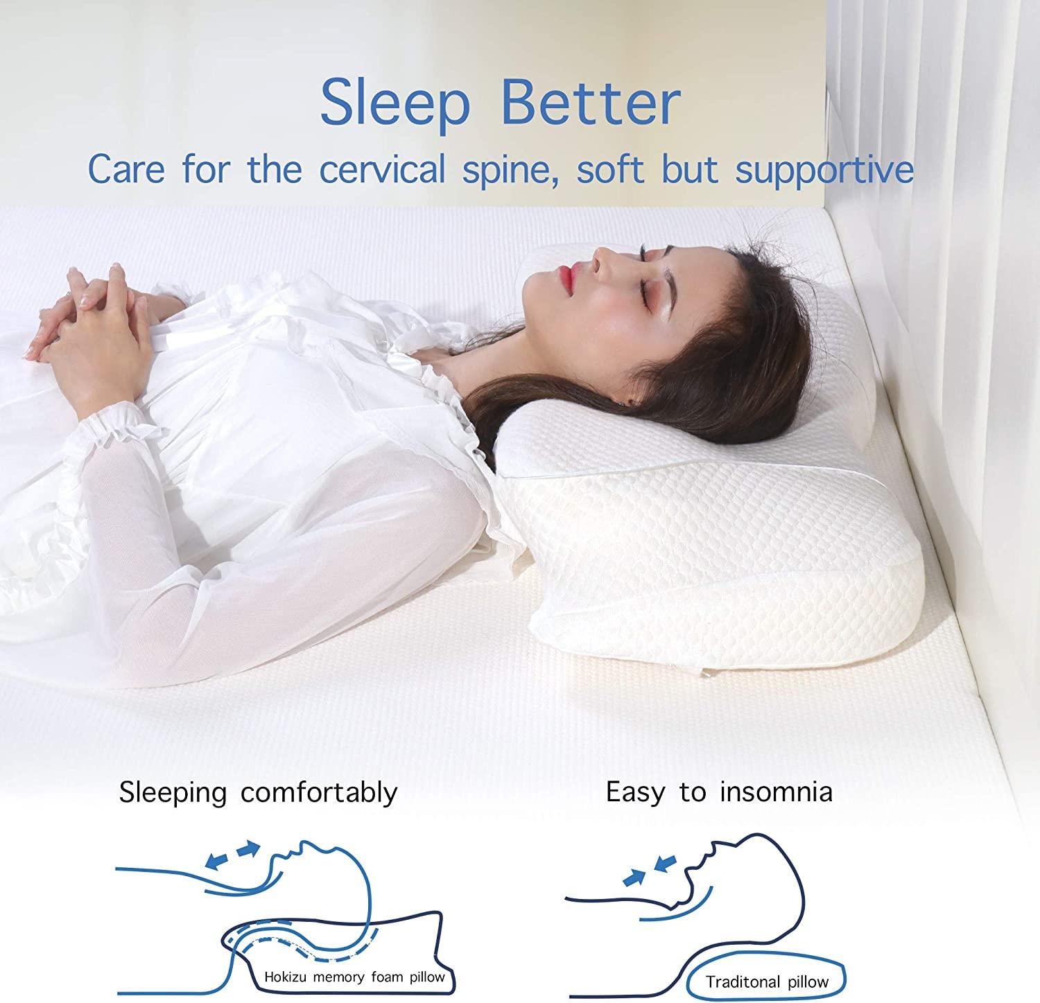HOKIZU Cervical Memory Foam Pillow | Ergonomic Design for Neck ...