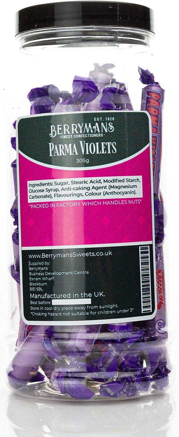 Parma Violets Retro Sweets Gift Jar - Berrymans Sweet Shop - Classic ...