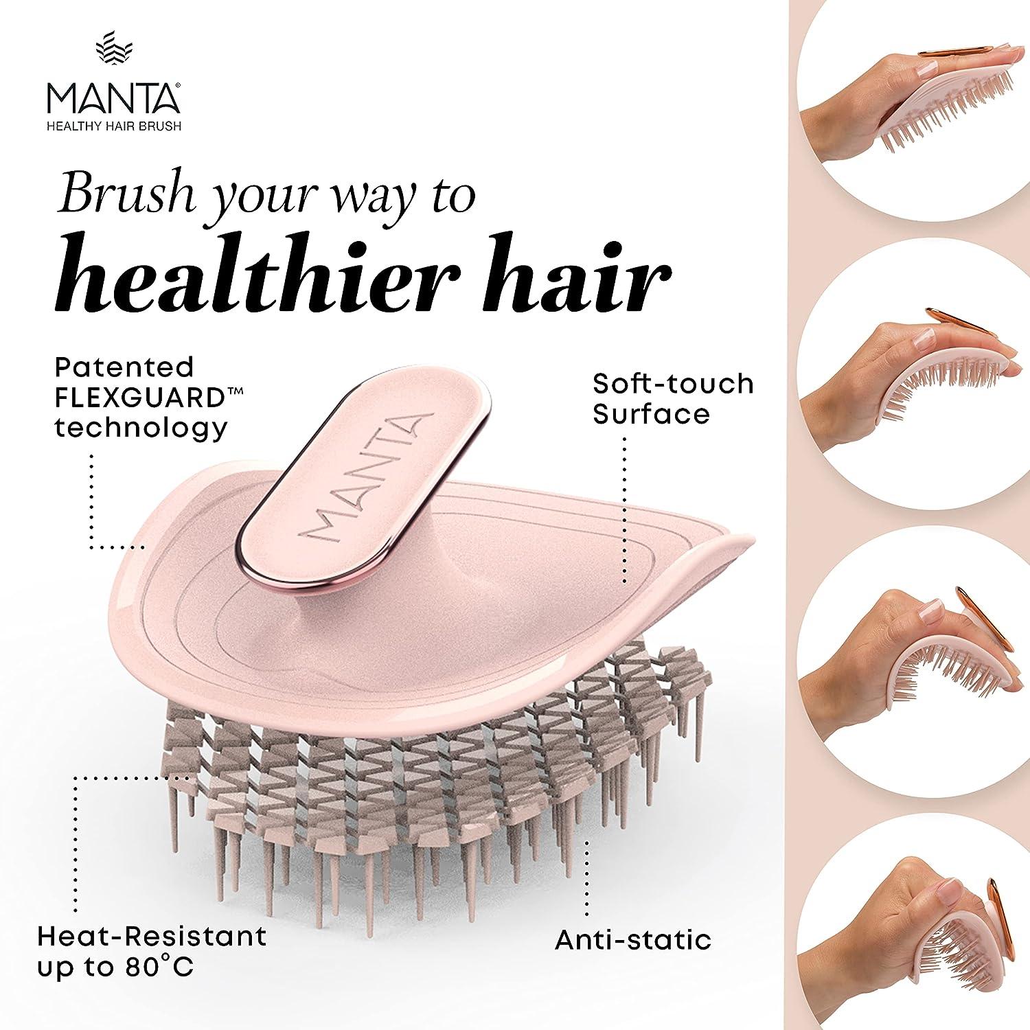 Manta Hairbrush - Flexible Gentle Brush for Hair Breakage Prevention ...