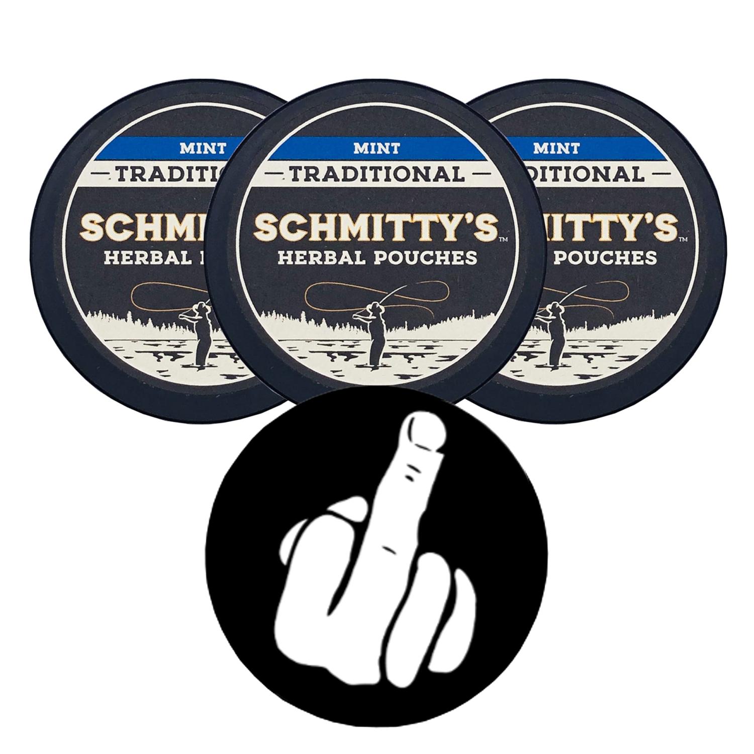 Schmitty's Herbal Snuff Mint Pouches - Middle Finger Skin Can Cover - 3 ...