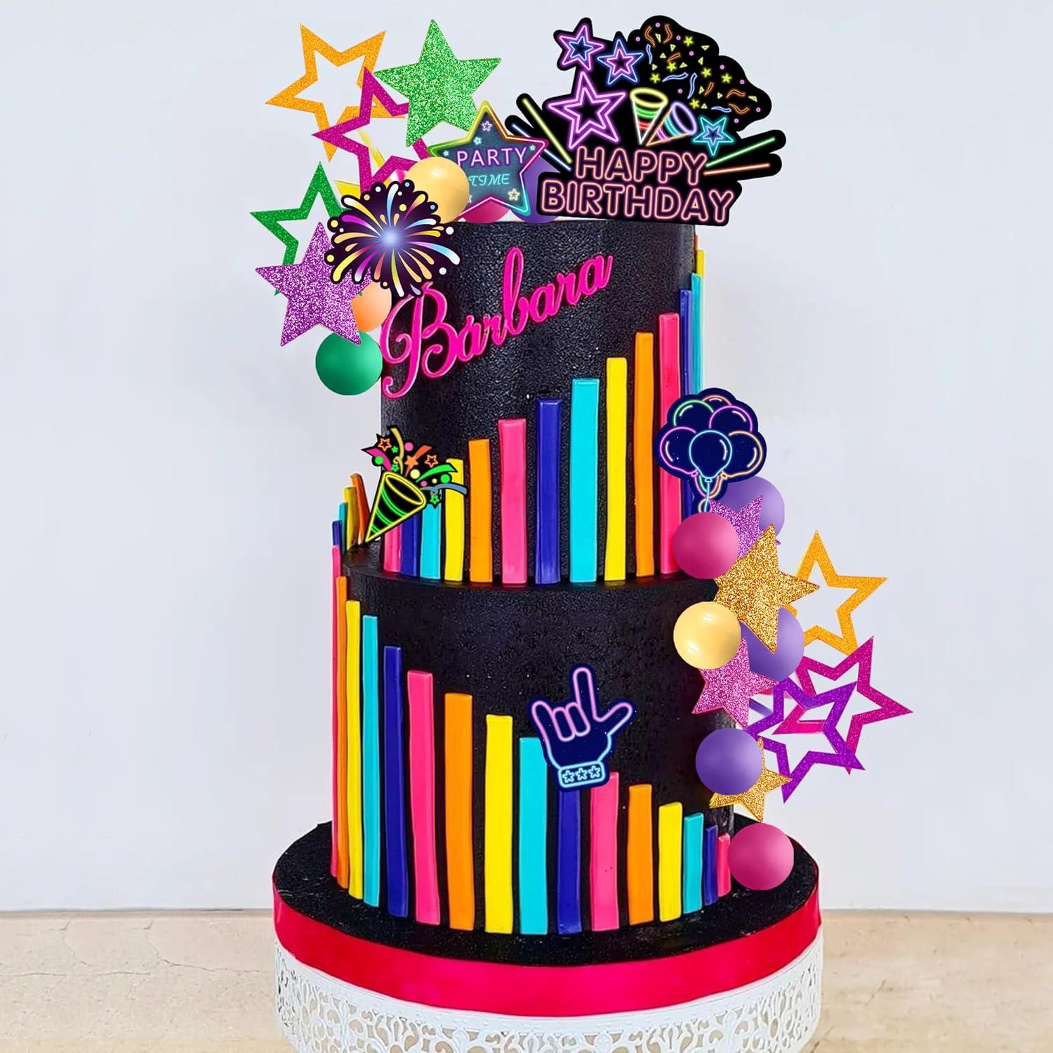 neon cake topper