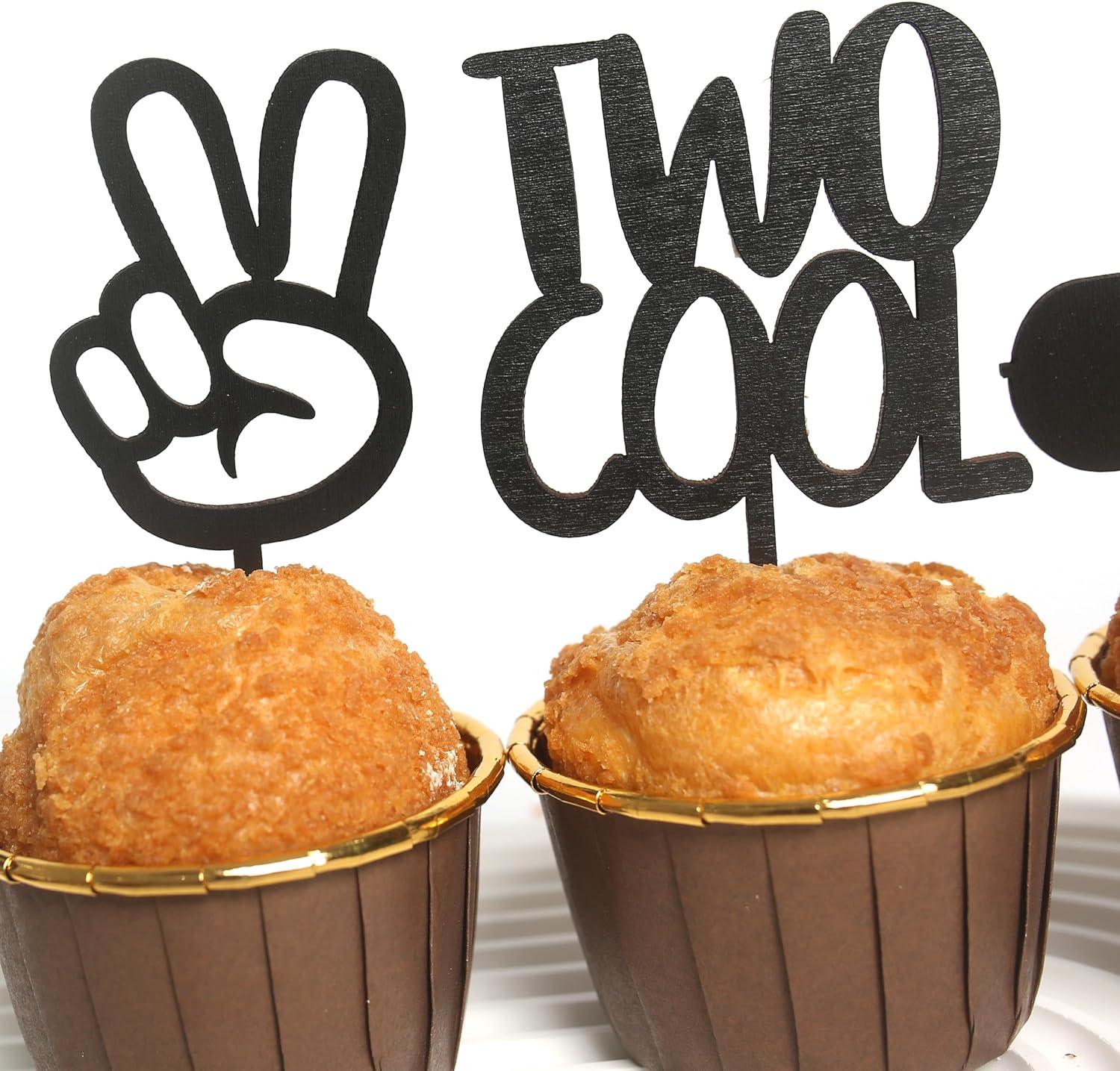 Two Cool 2nd Birthday Cupcake Toppers - Kids Birthday Two Cool Cake ...