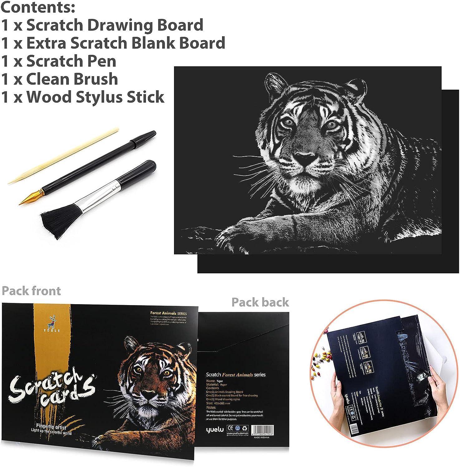Animal Scratch Art Rainbow Painting Paper Engraving Set - DIY Creative ...