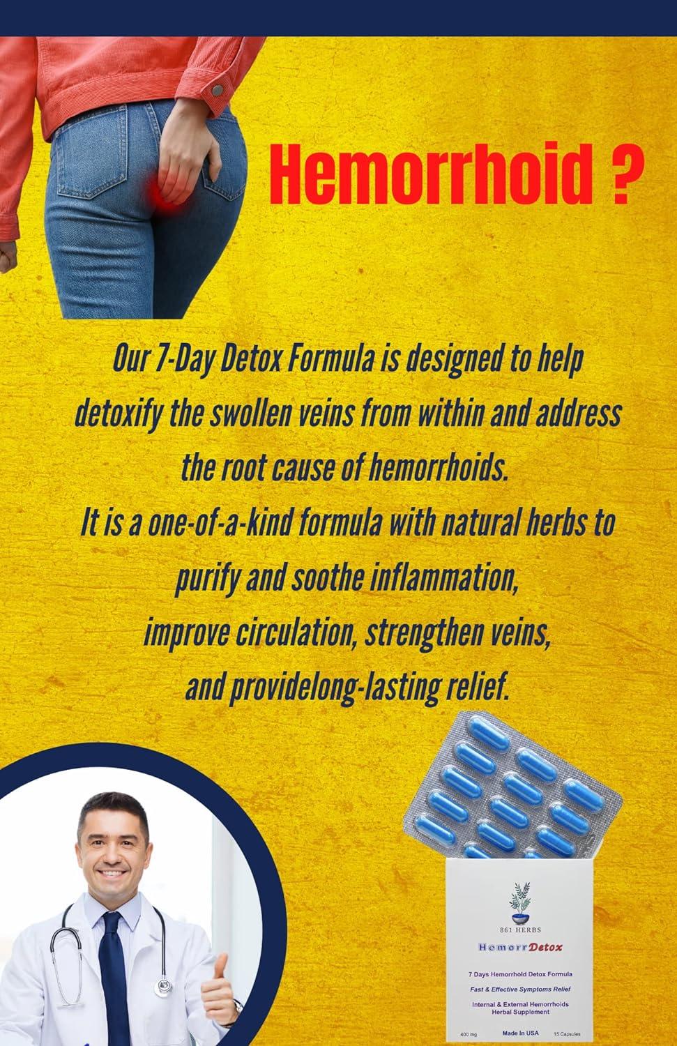 861 HERBS 7-Day Hemorrhoid Detox Formula for Long-Lasting Relief