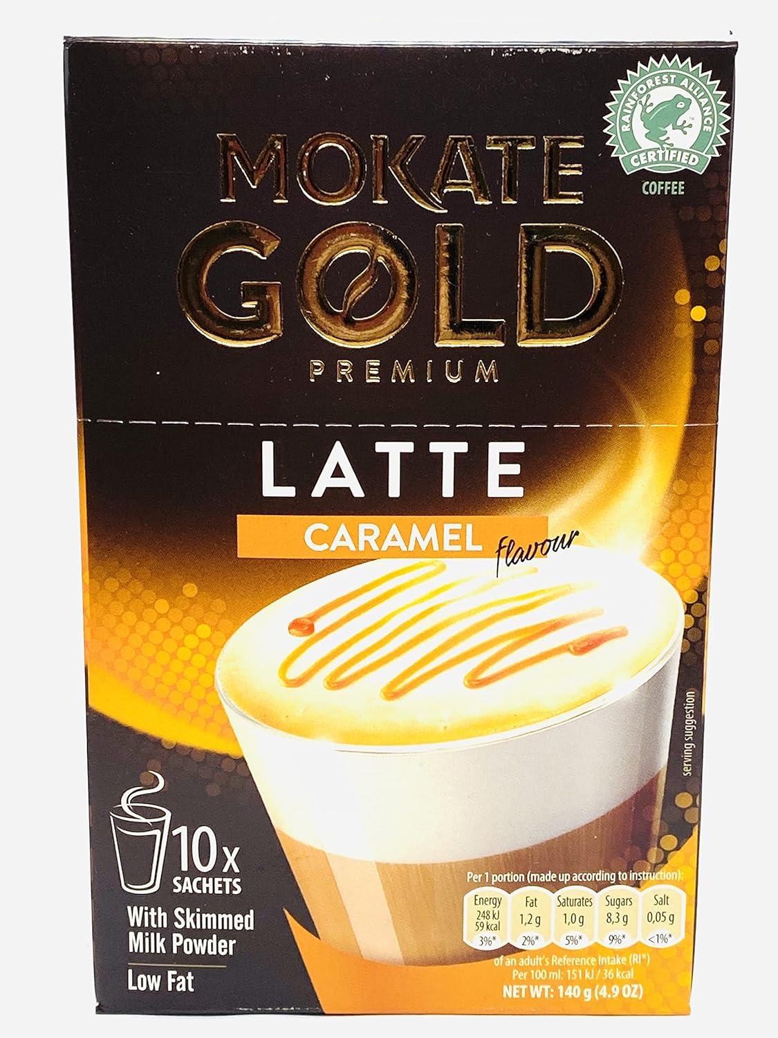 Mokate Gold Premium Latte Caramel & Vanilla Flavour 4 boxes (40 sachets ...