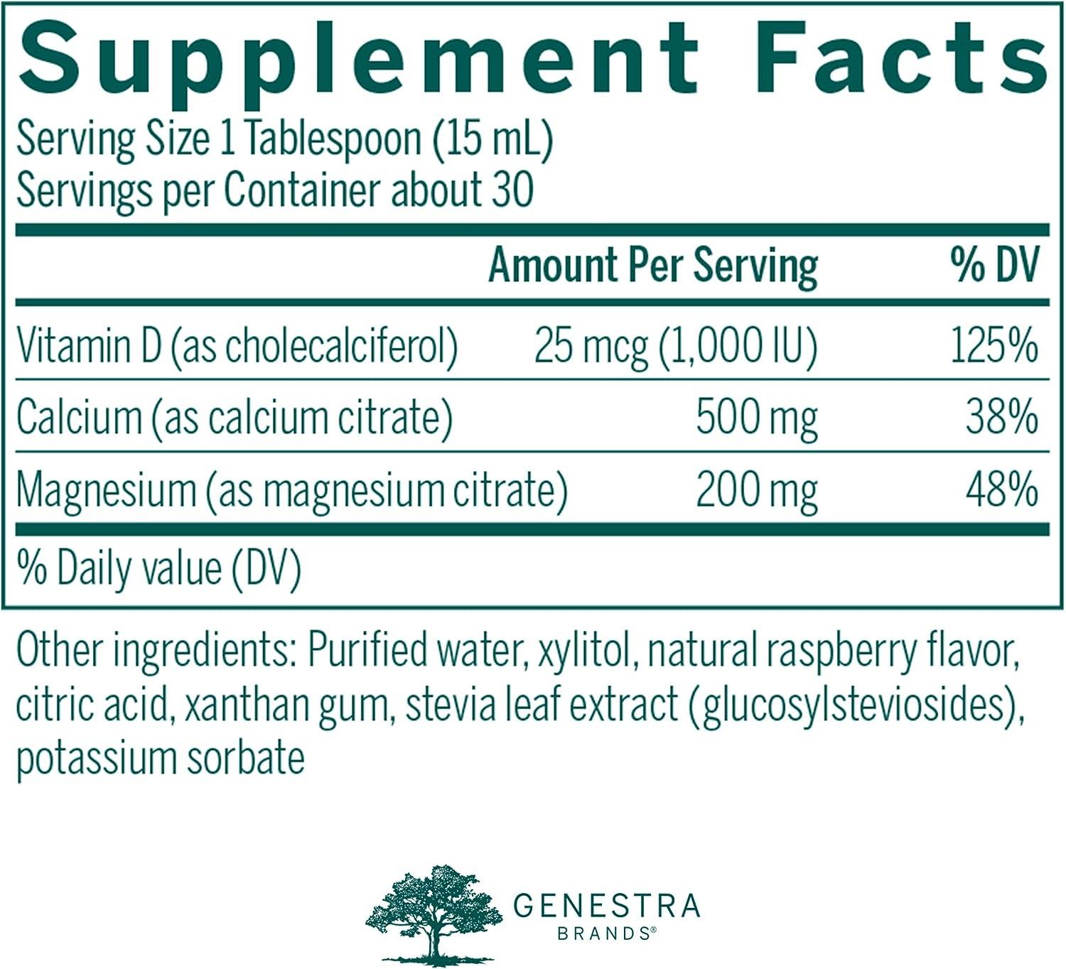 Genestra Brands Cal Mag Raspberry Liquid - Calcium & Magnesium Citrate ...