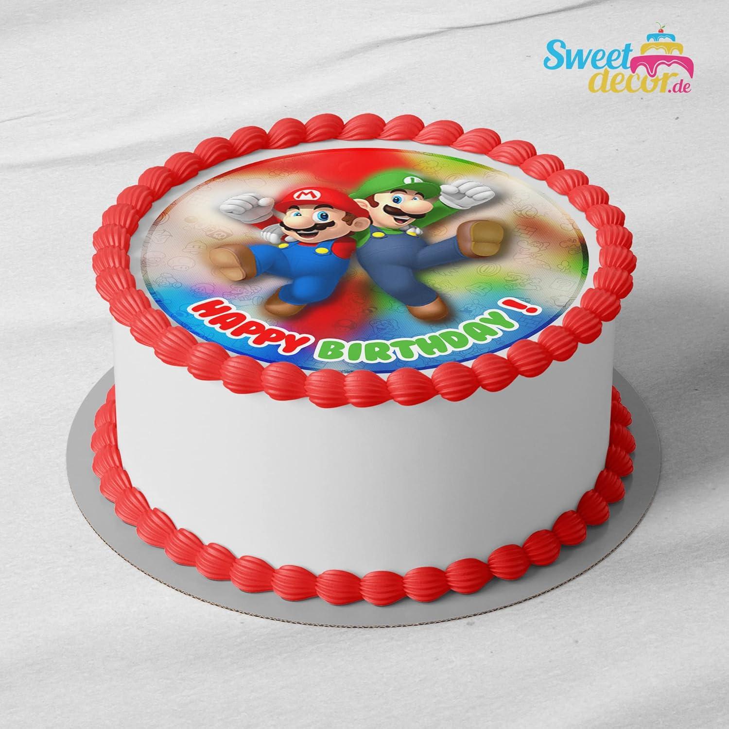 Super Mario Edible Cake Topper - Fondant Birthday Decoration 20cm ...