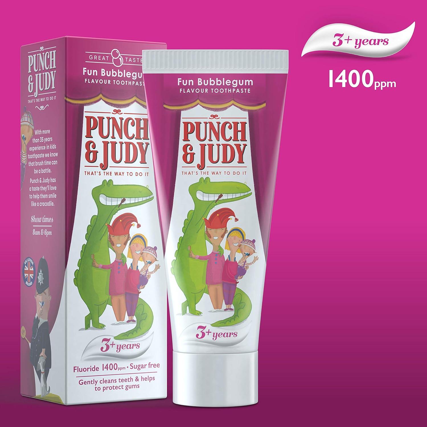 Punch & Judy Kids Toothpaste - Bubblegum Flavour, Fluoride & Sugar Free ...