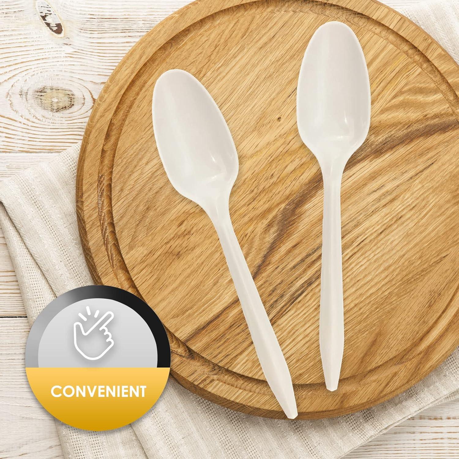 PAMI Medium Weight Disposable Plastic Teaspoons 1000-Pack - Bulk White ...