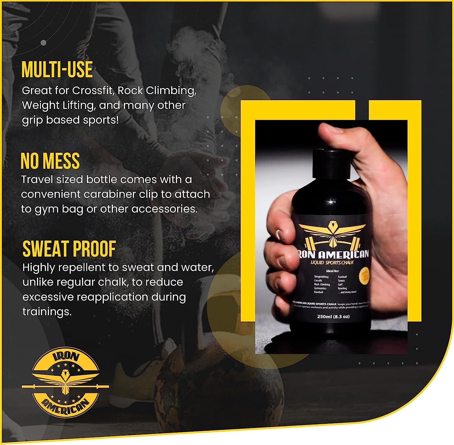 IRON AMERICAN Liquid Sports Chalk 2-PACK - Weightlifting Hand Chalk for ...