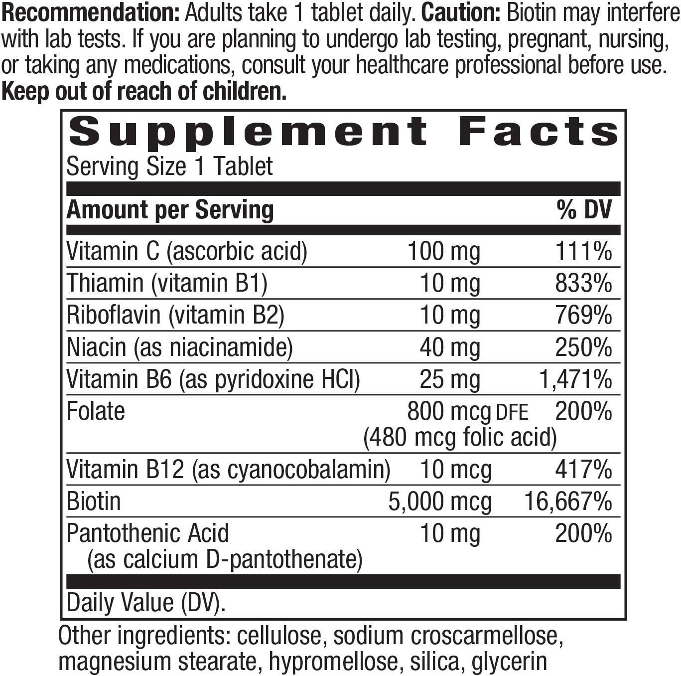 Biotin Forte 5mg Tablets - 60 Count | High Potency Biotin Supplement ...