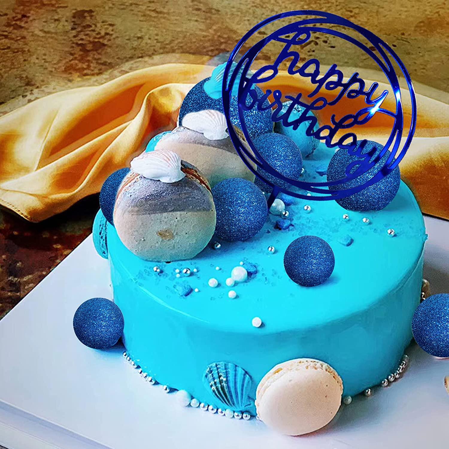 Colorful Pearl Balls Cake Topper for Wedding Birthday Party - Glitter ...