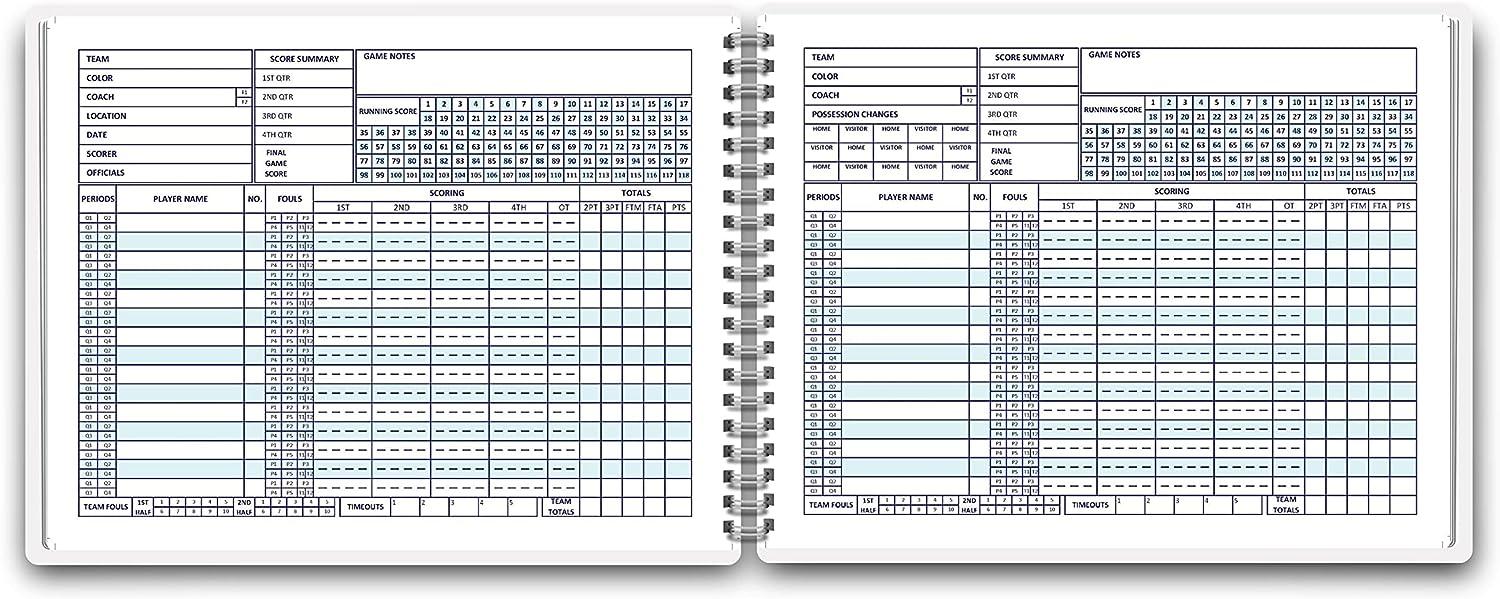 Basketball Scorebook for 36 Games | 8.5x11 Playbook for Coaches | High ...