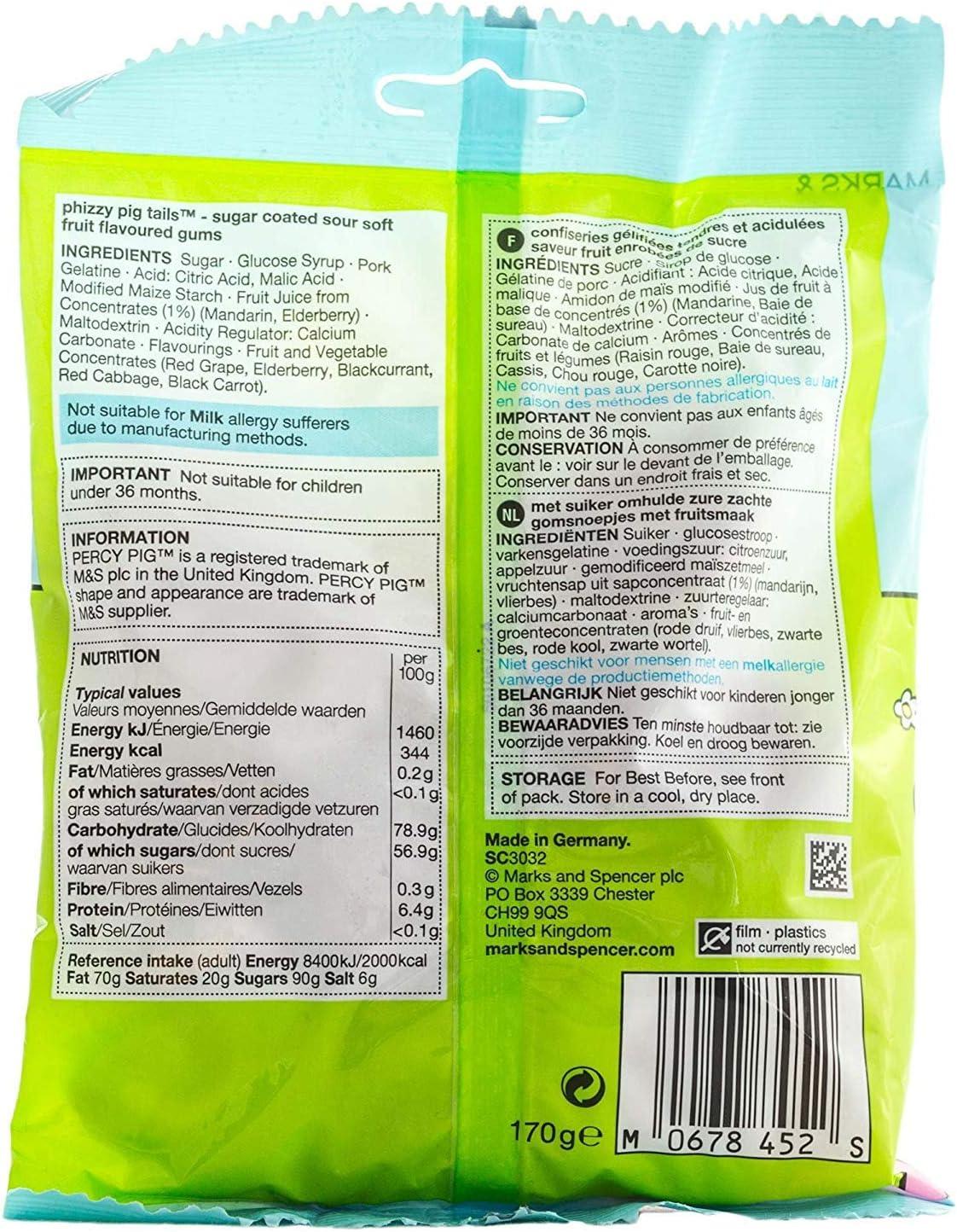 Marks & Spencer Percy Pig Phizzy Pig Tails 170g | Vegetarian Sweets | Buy Now with Express ...
