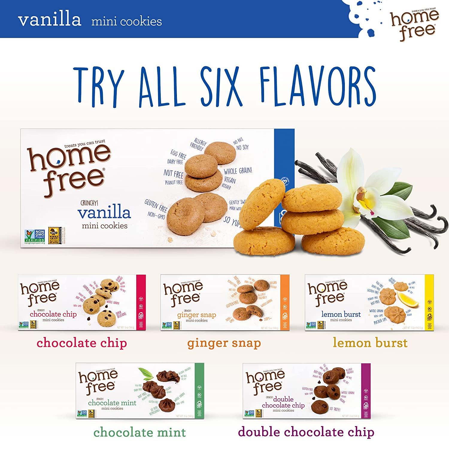 Homefree Mini Vanilla Cookies - Gluten Free, Nut Free, Vegan, 5 oz. Box ...