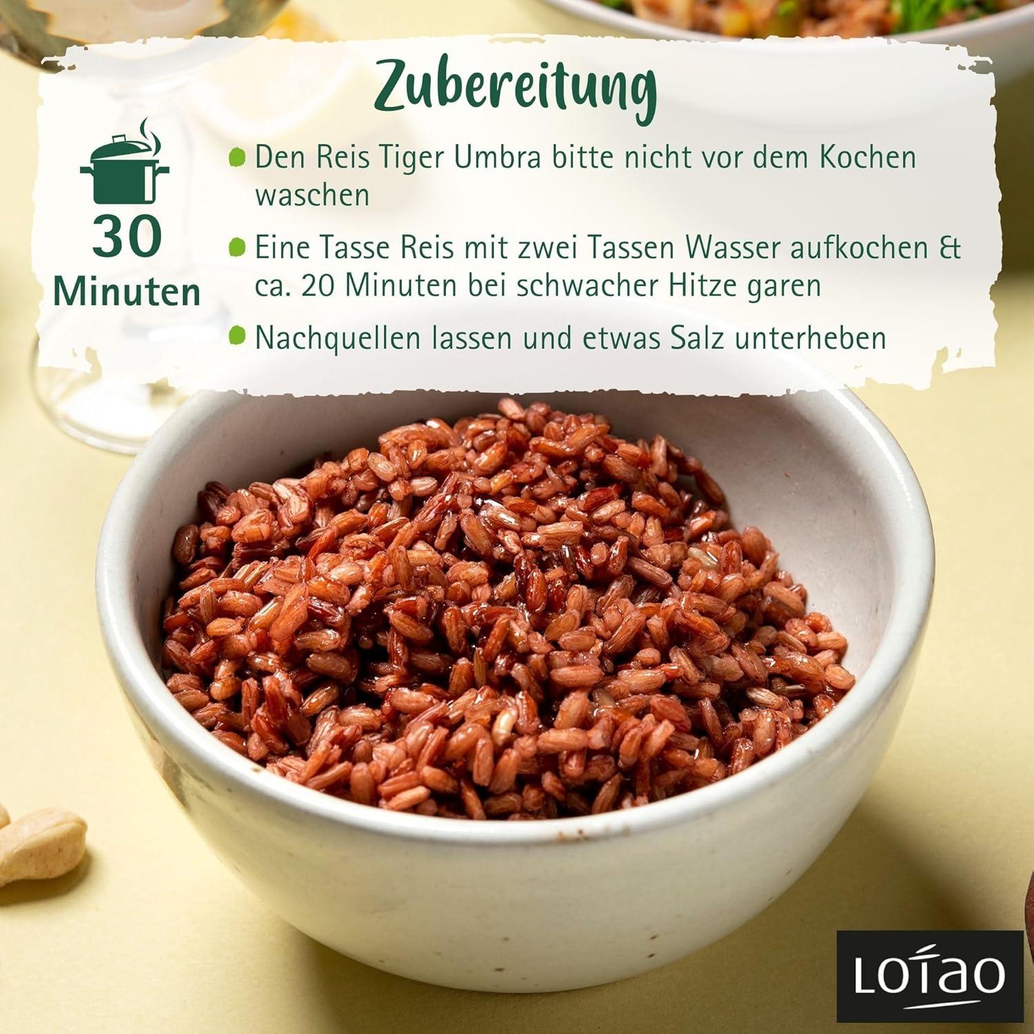 Buy Strong Lotao Organic Tiger Umbra Red Rice 300g - Aromatic Gluten ...