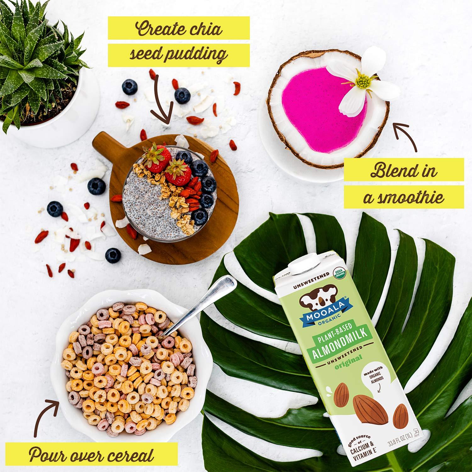 Mooala Organic Almondmilk Unsweetened 1L (Pack of 6) | Shelf-Stable Non ...