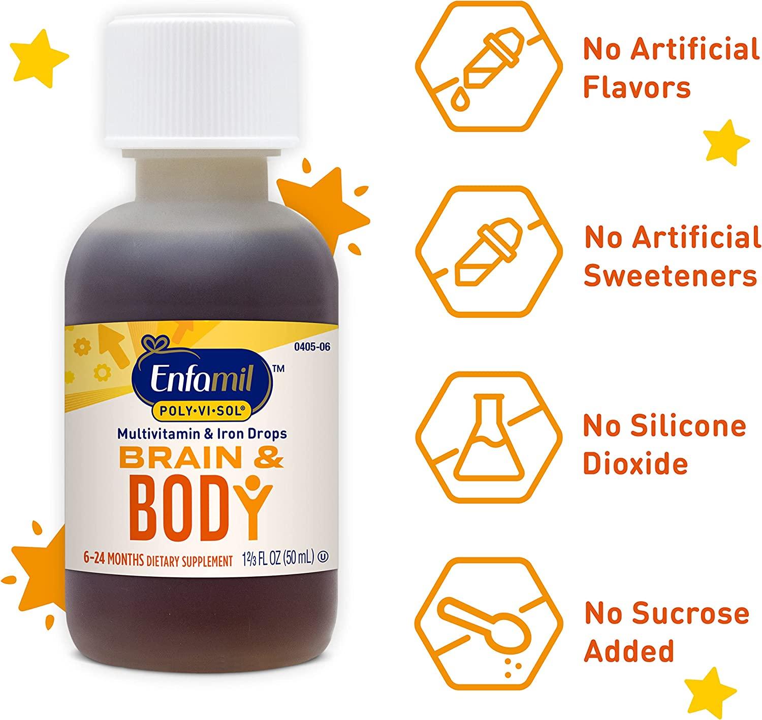 Enfamil Poly-Vi-Sol 8 Multi-Vitamins & Iron Supplement Drops | Supports ...