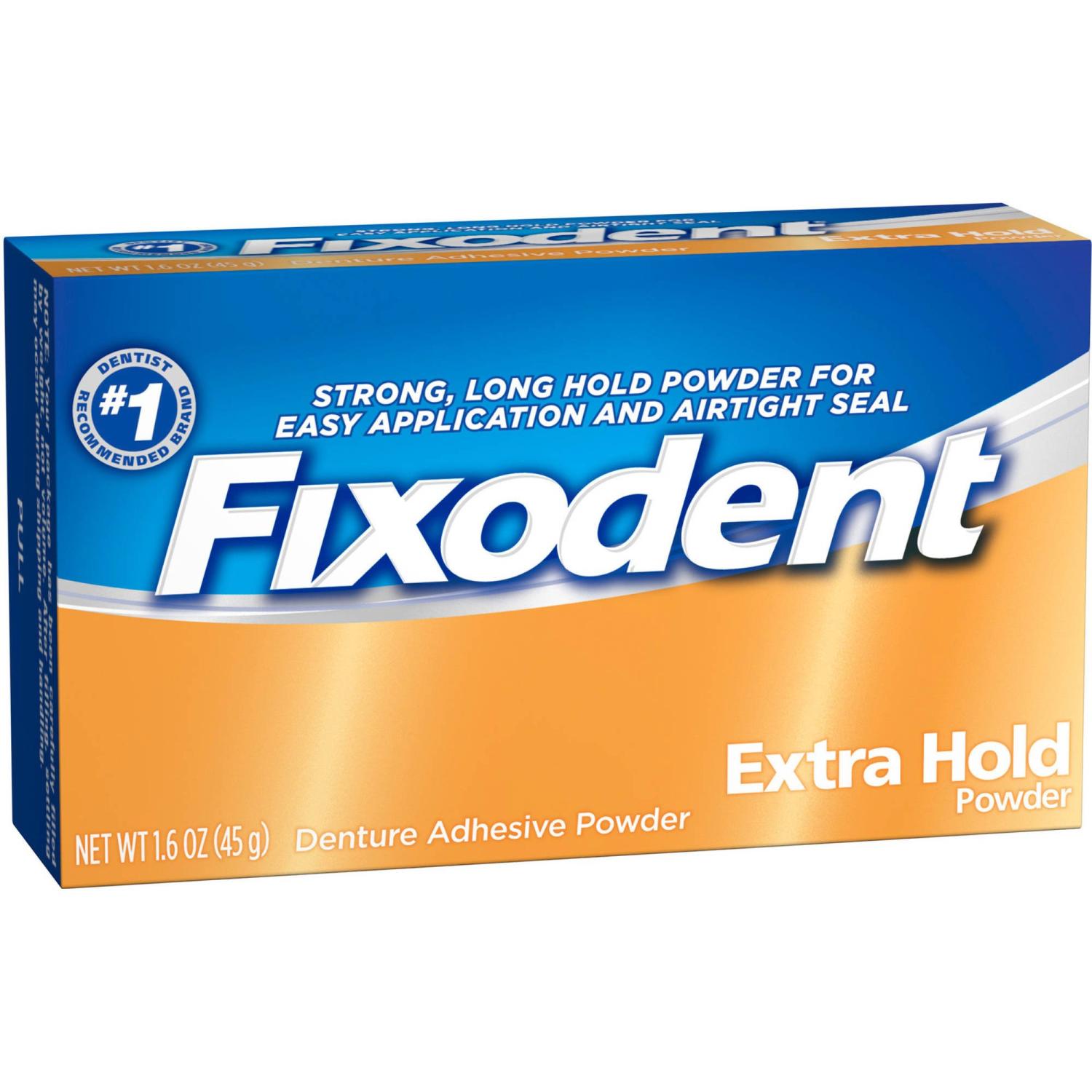 Fixodent Extra Hold Denture Adhesive Powder 1.6 oz - Strong Hold and ...