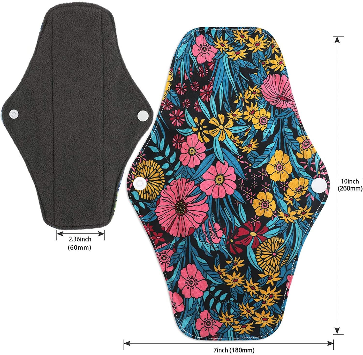 Reusable Bamboo Cloth Menstrual Pads Set for Heavy Flow with Wet Bag ...