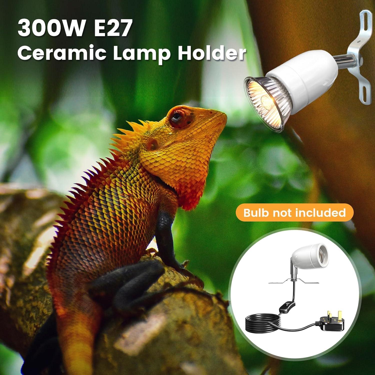Bonlux 200W Ceramic Reptile Heat Lamp Holder with ON/Off Switch - E27 ...