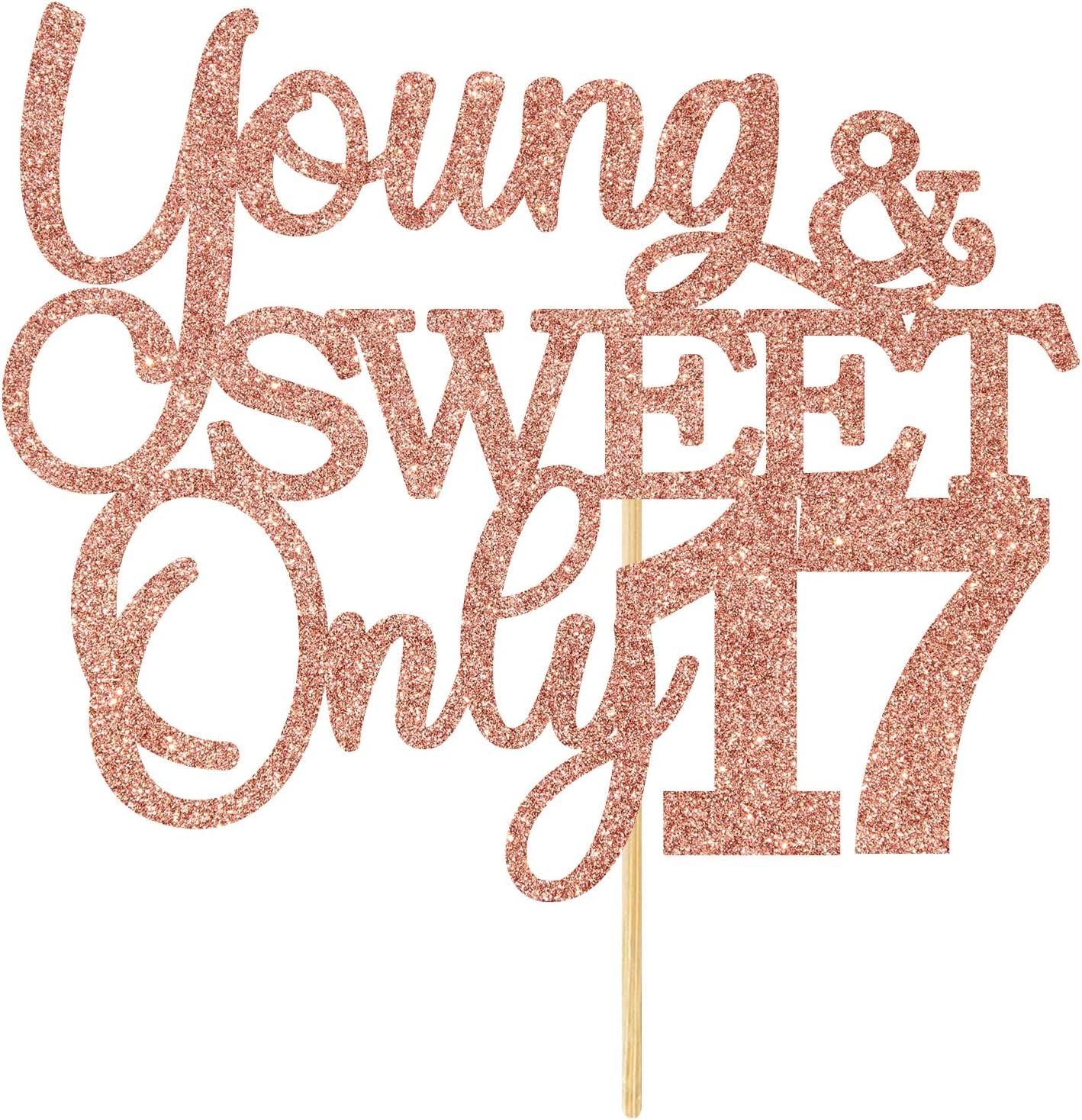 Young & Sweet Only 17 Cake Topper Happy 17th Birthday Cake Decoer I'm ...