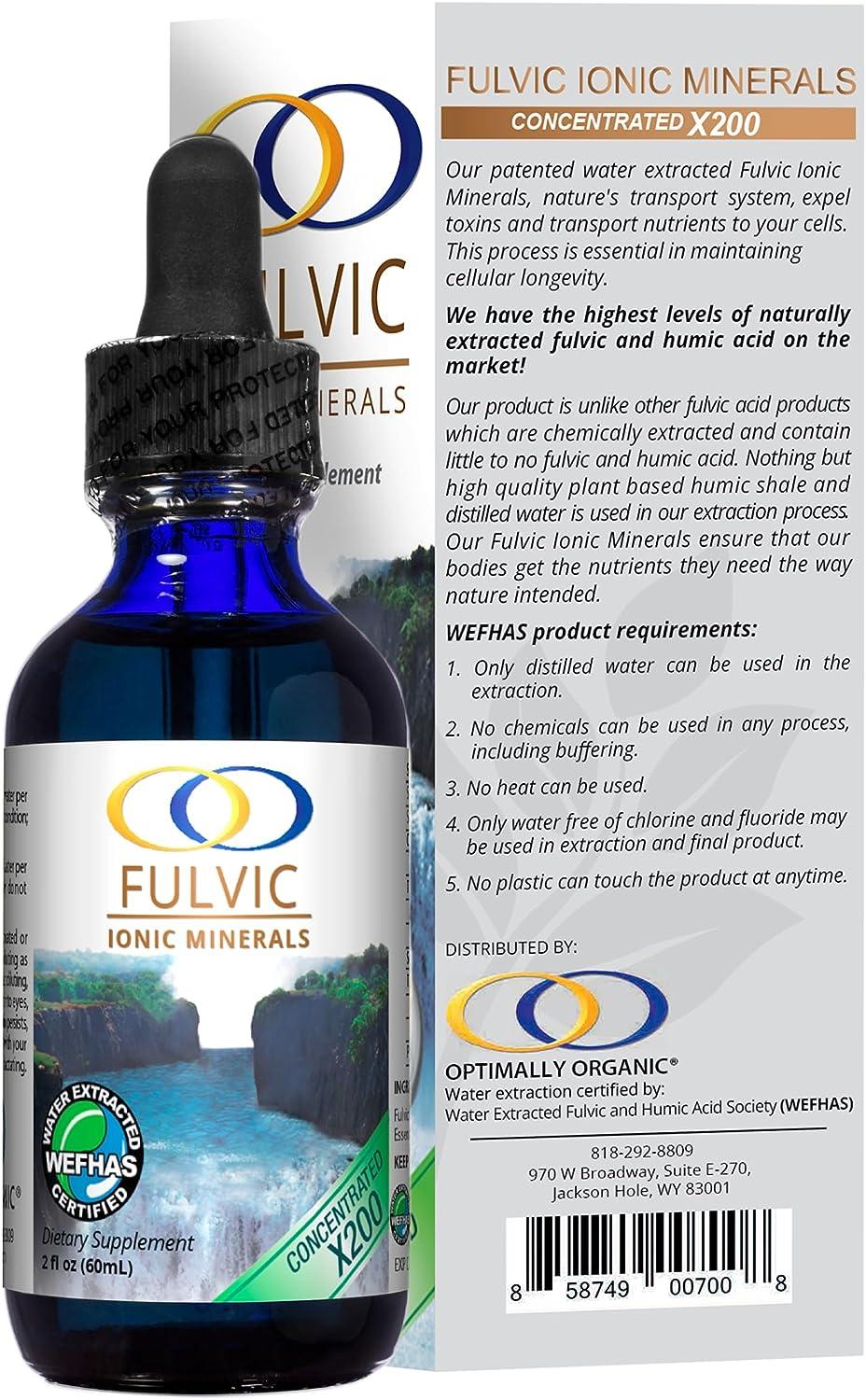 Optimally Organic Fulvic Ionic Minerals X200 | 6 Month Supply | BioActive Fulvic Acid | Humic ...
